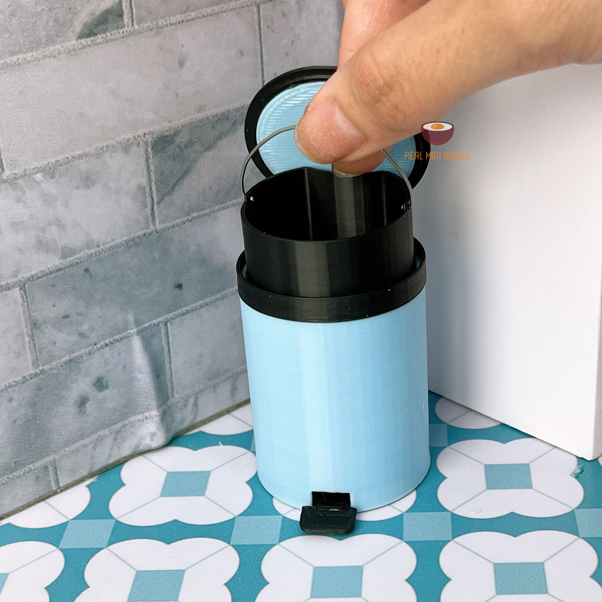 Miniature Real Trash Can in Blue | Functioning Miniature Shop – Real ...