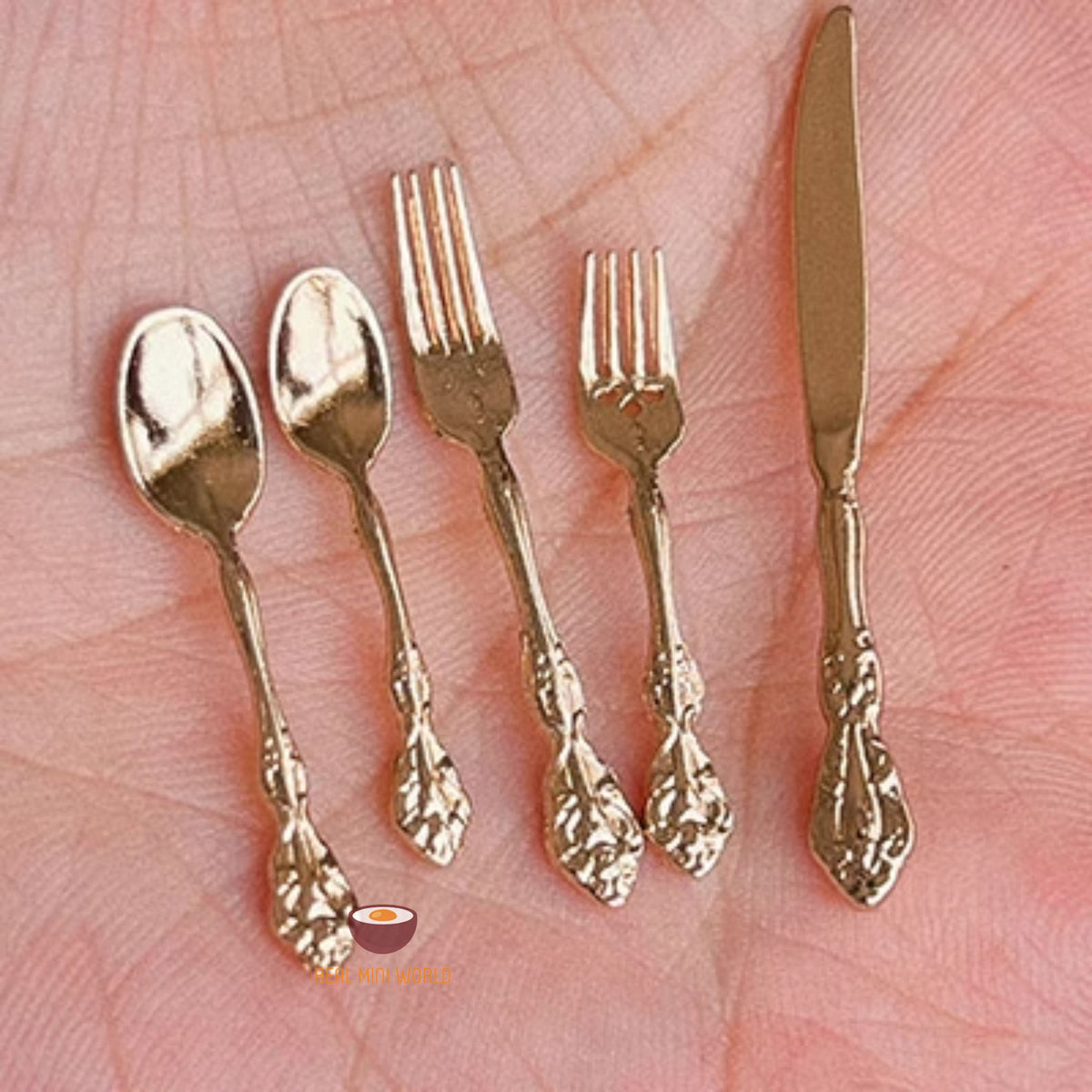 Miniature Metal Cutlery in Gold Color Set | Mini Cooking Shop – Real ...