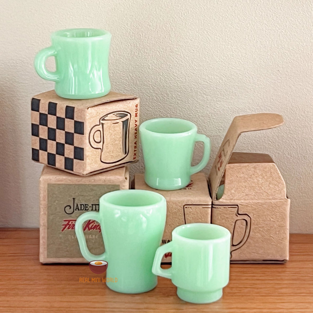 Miniature Collector Mug Set in Milky green | Miniature Cooking Shop ...