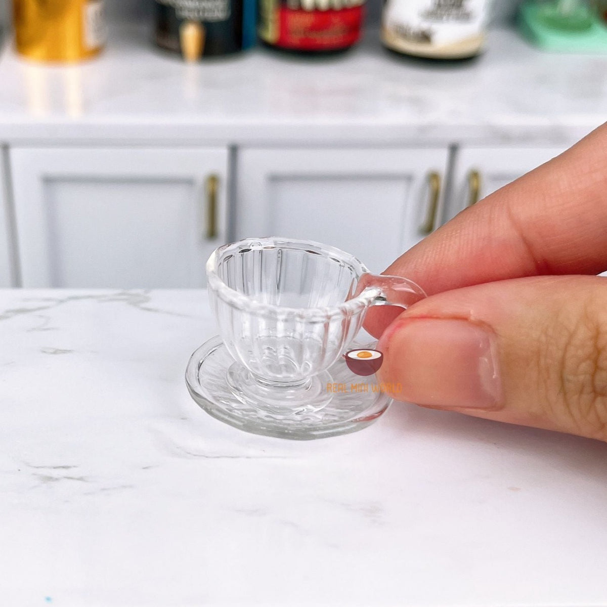 Miniature Glass Coffe Cug & Plate Set | Mini Cooking Shop – Real Mini World