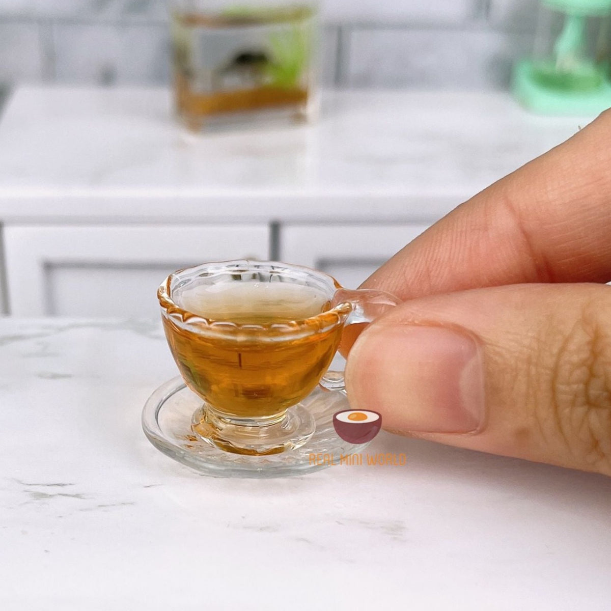 Miniature Glass Coffe Cug & Plate Set | Mini Cooking Shop – Real Mini World