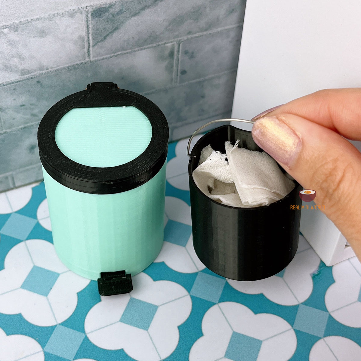 Miniature Real Trash Can in Pastel Green | Real Functioning Miniature ...