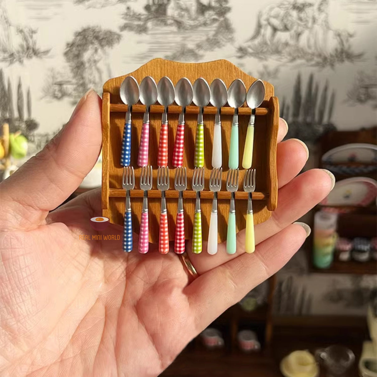 Miniature 1:6 Wooden Cutlery Holder Rack | Mini Cooking Shop – Real ...