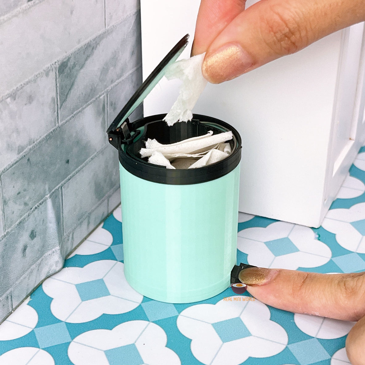 Miniature Real Trash Can in Pastel Green | Real Functioning Miniature ...