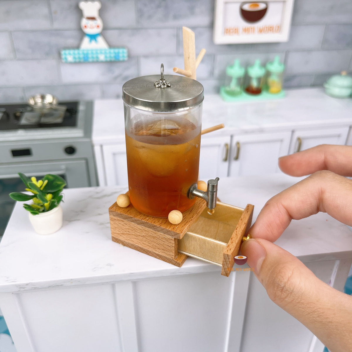 Nordic REAL Miniature Glass Dispenser, Wooden Stan, and Glasses Set ...