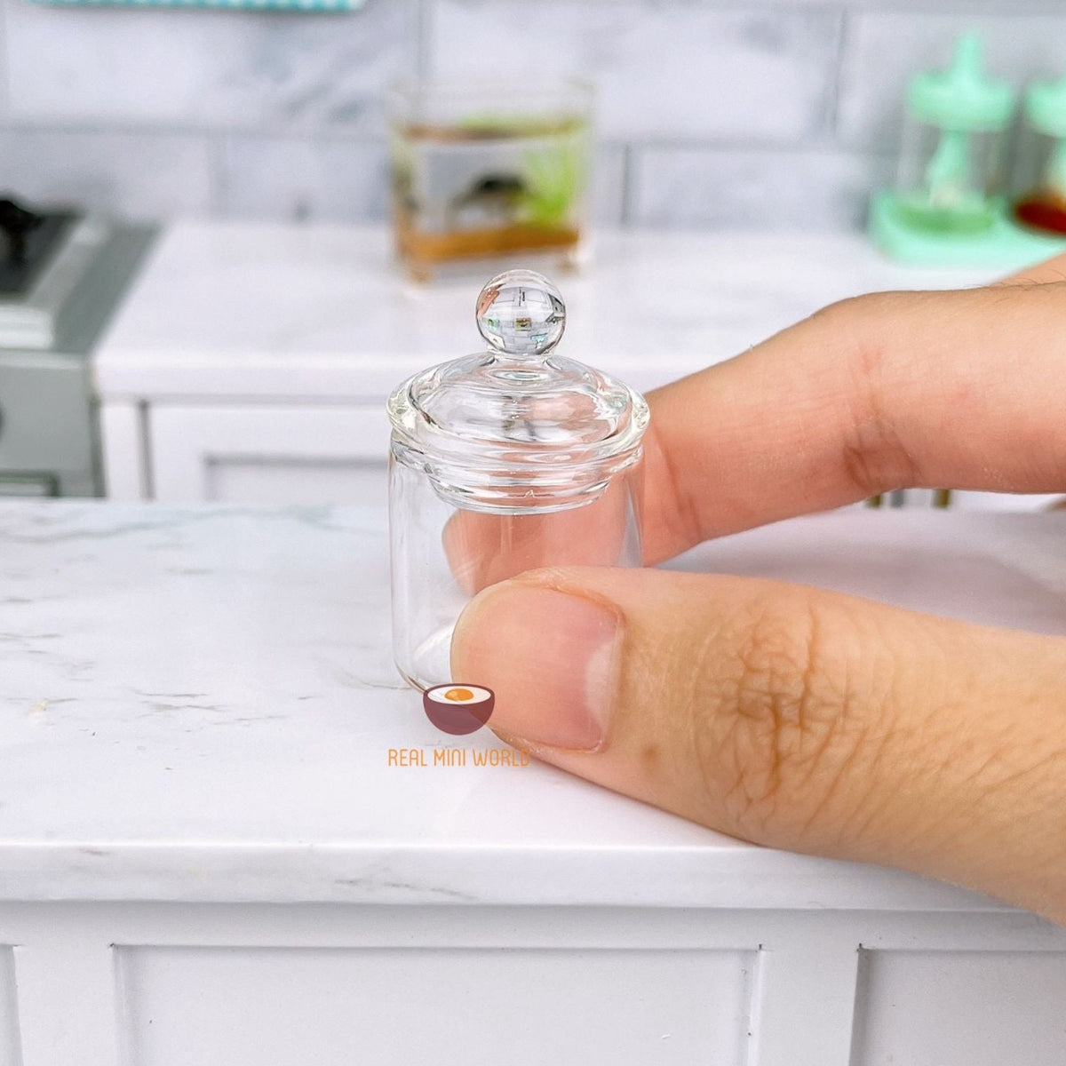 Miniature Modern Glass Jar with Glass Lid | Mini Cooking & Baking Shop ...