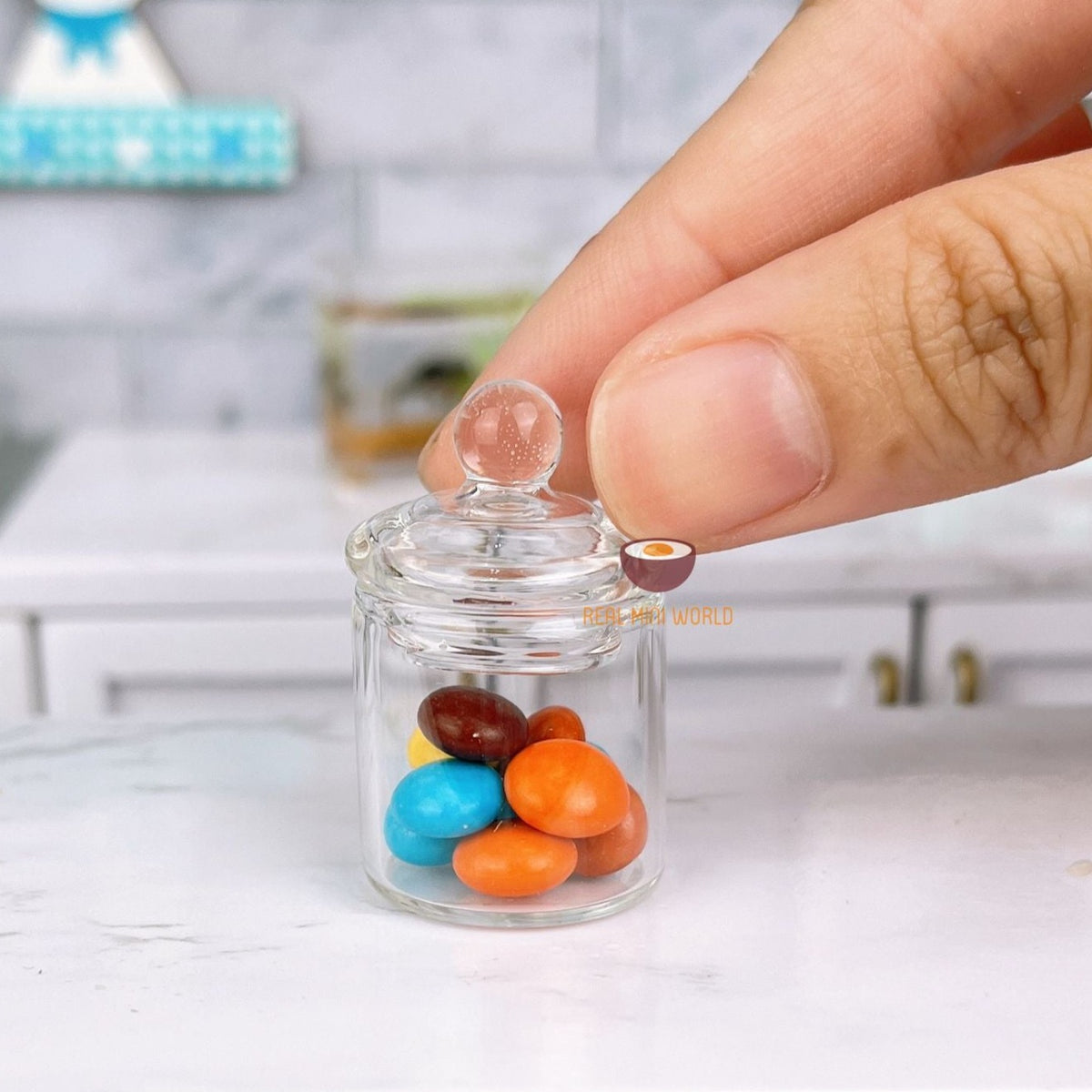 Miniature Modern Glass Jar with Glass Lid | Mini Cooking & Baking Shop ...