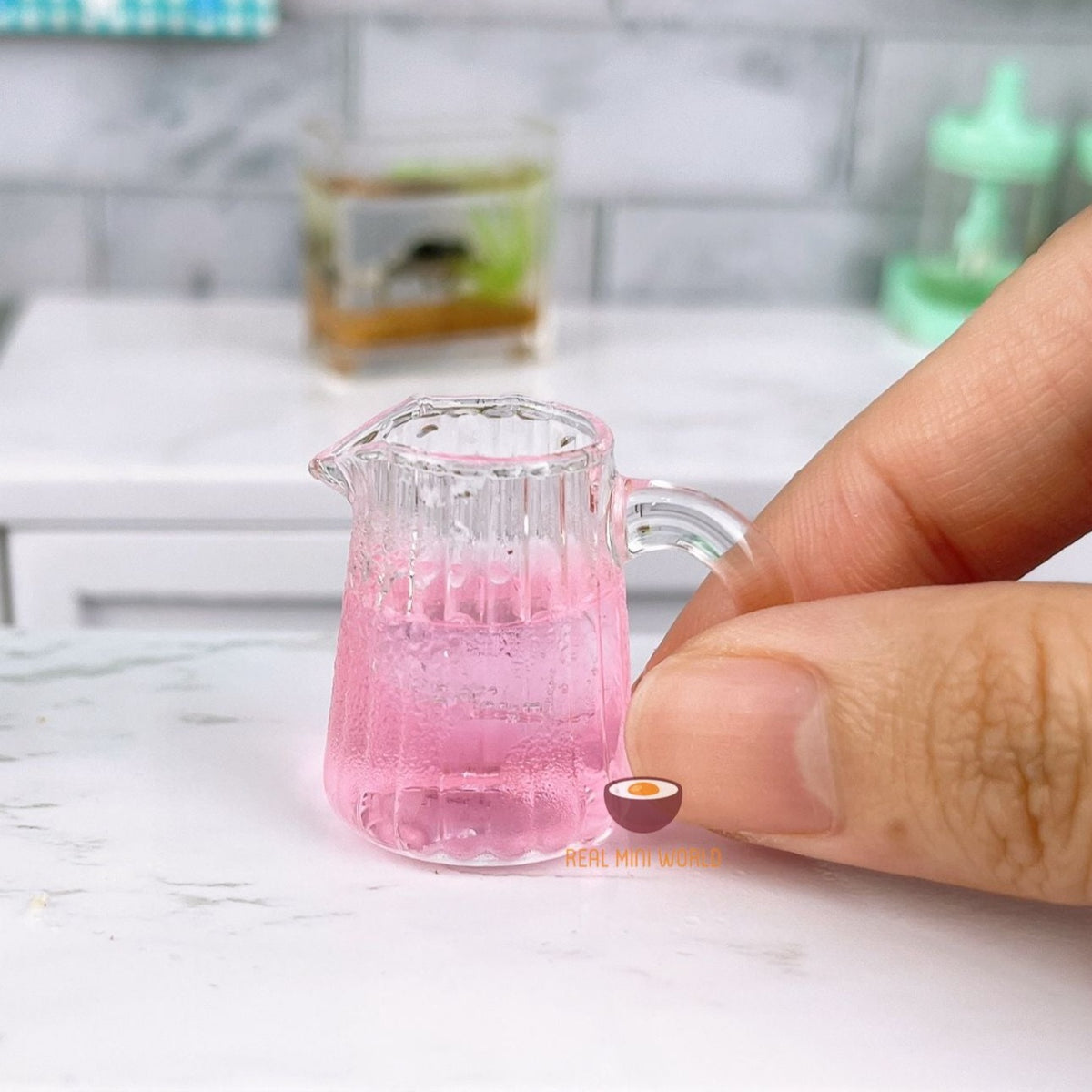 Miniature Short Ripple Pitcher Glass Jar | Mini Cooking Shop – Real ...