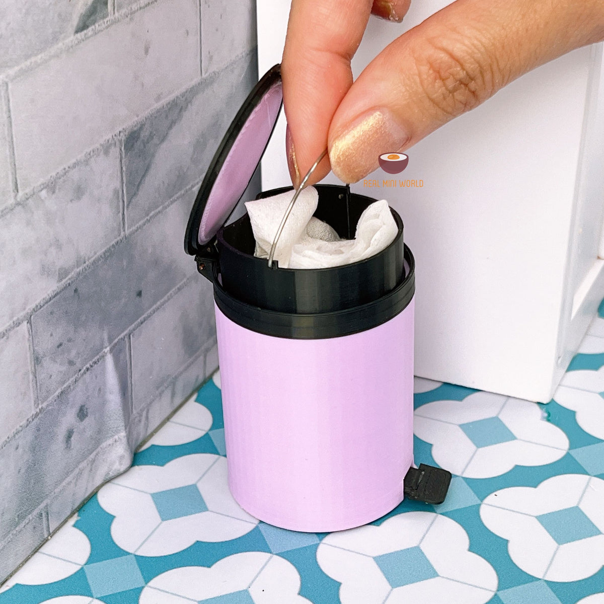 Miniature Real Trash Can in Pink | Miniature Cooking Shop – Real Mini World