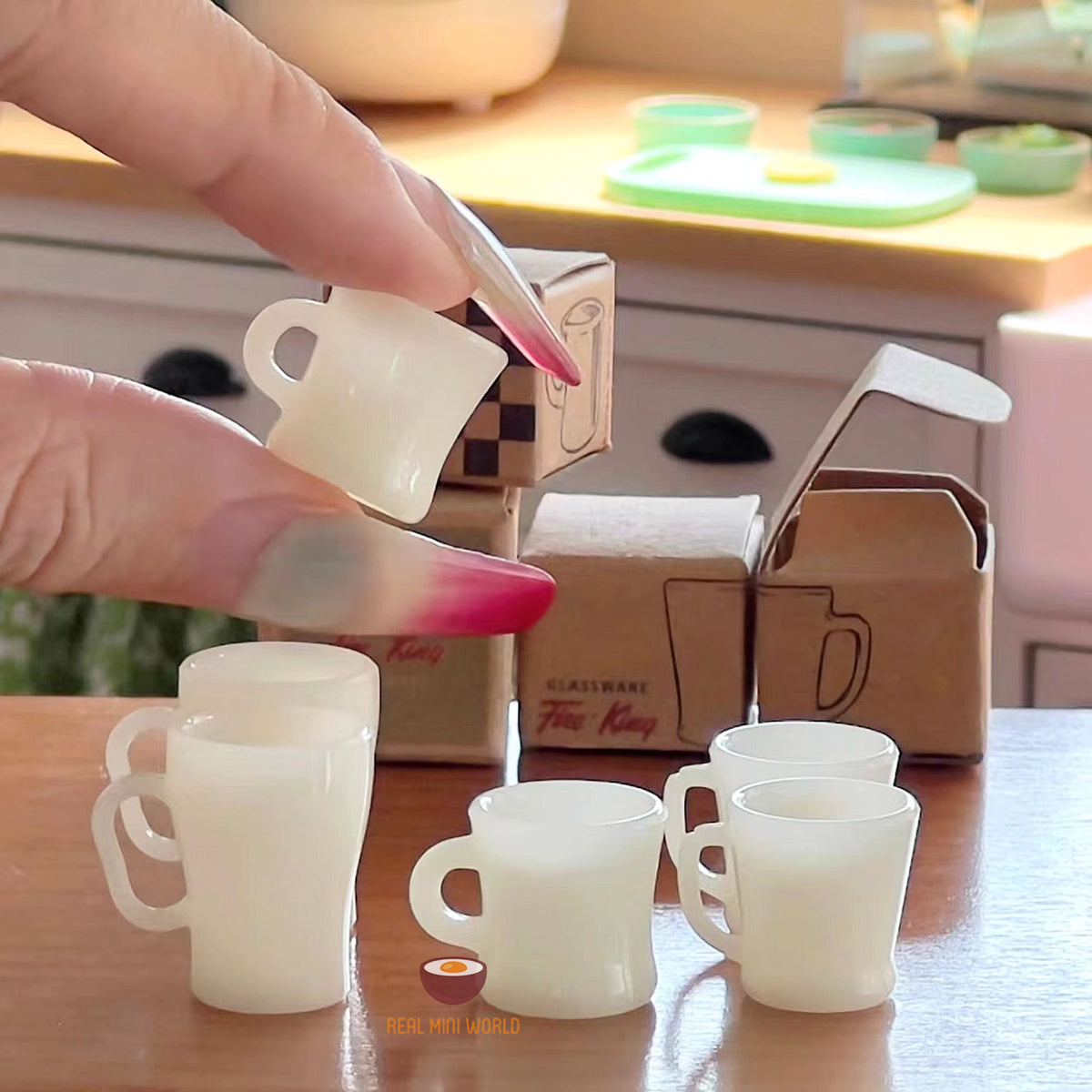 Miniature Collector Mug Set in Milky White | Mini Cooking Shop – Real ...