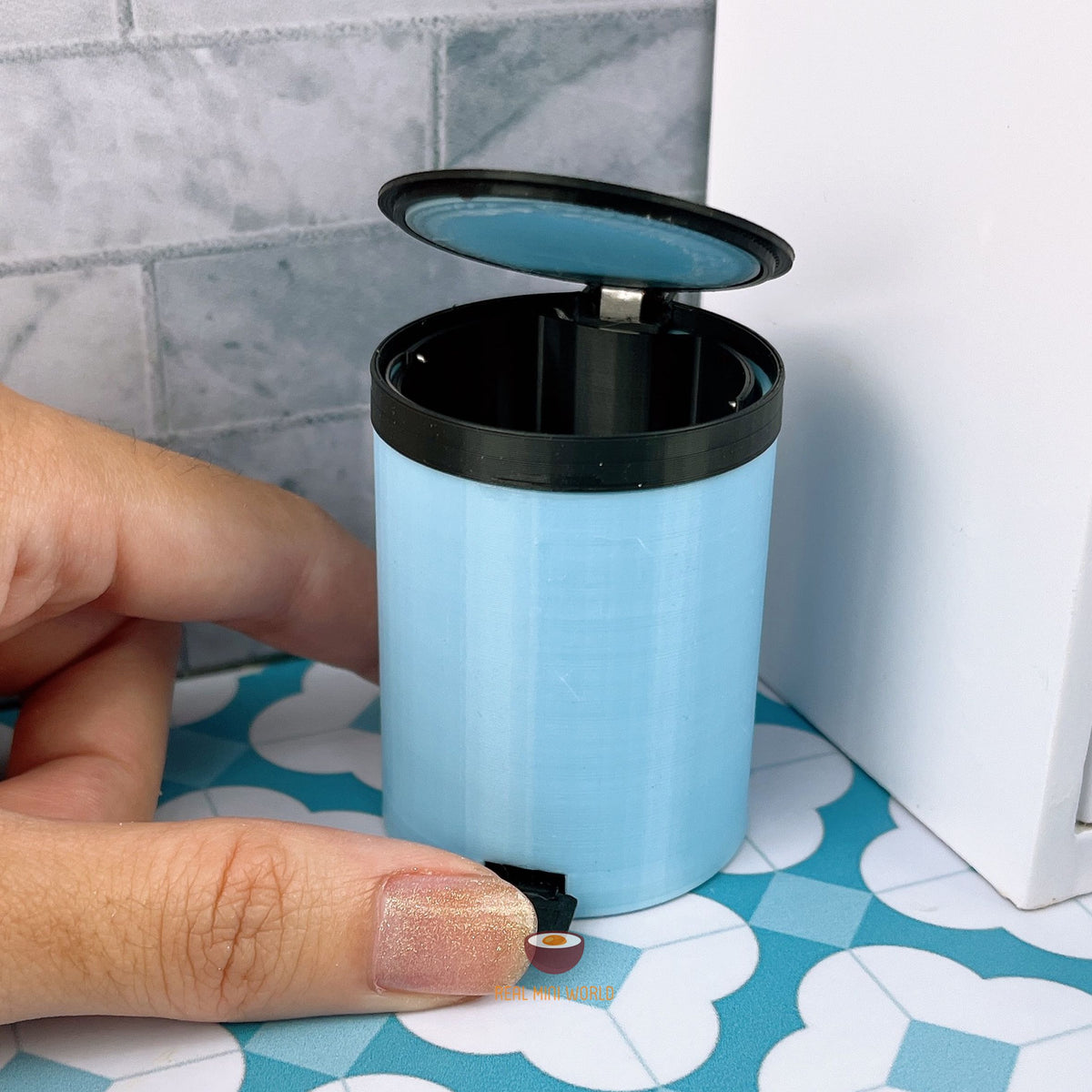 Miniature Real Trash Can in Blue | Functioning Miniature Shop – Real ...