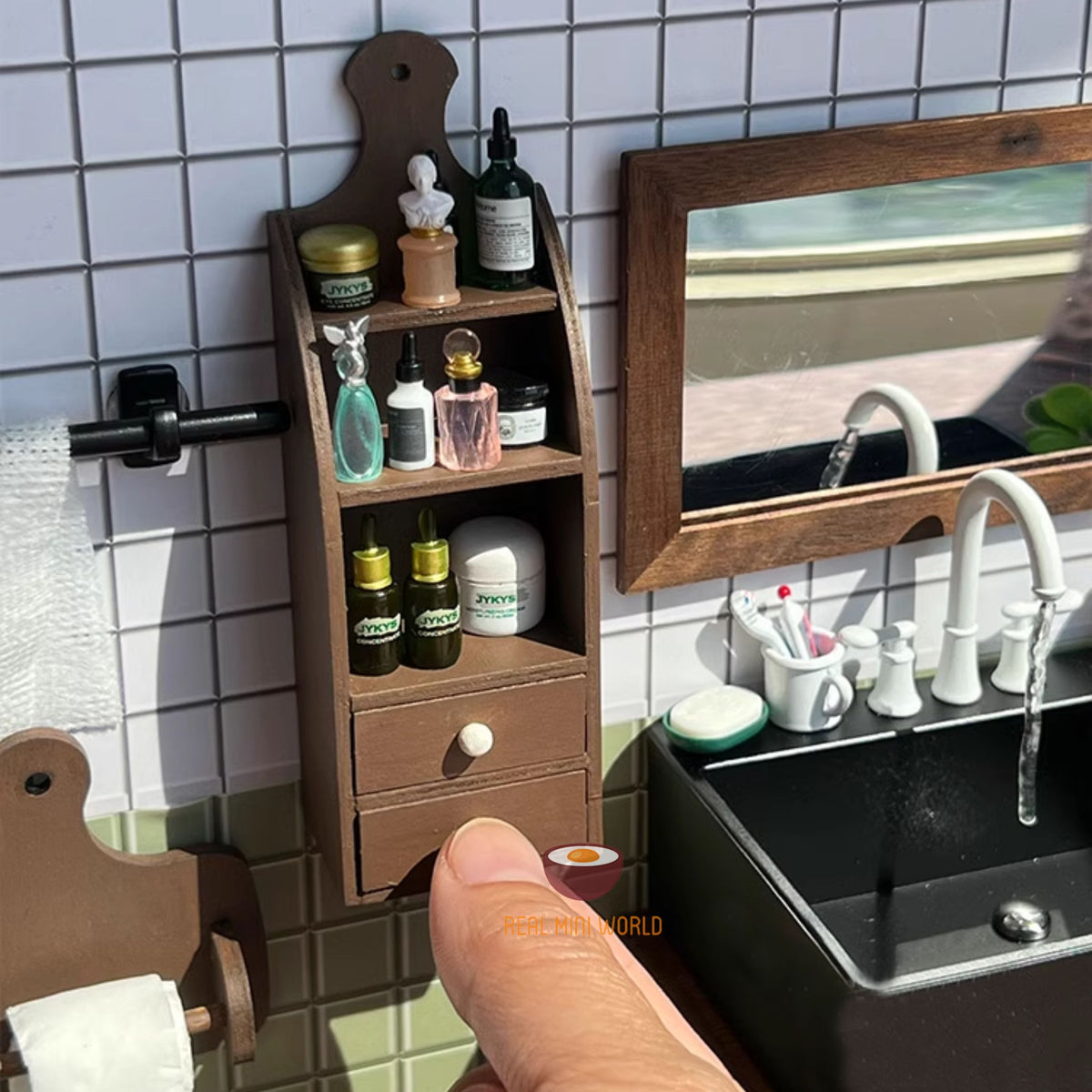 Miniature 1:6 Wood Hanging Rack Cabinet | Miniature Shop – Real Mini World