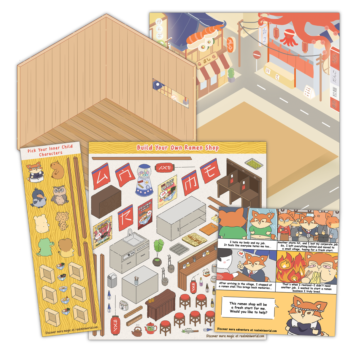 Make Your Own Ramen Shop Deco Sticker Kit | Isometric Sticker Set ...