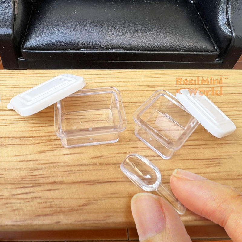 Miniature Clear Containers + Scoop Set | Mini Cooking Shop – Real Mini ...