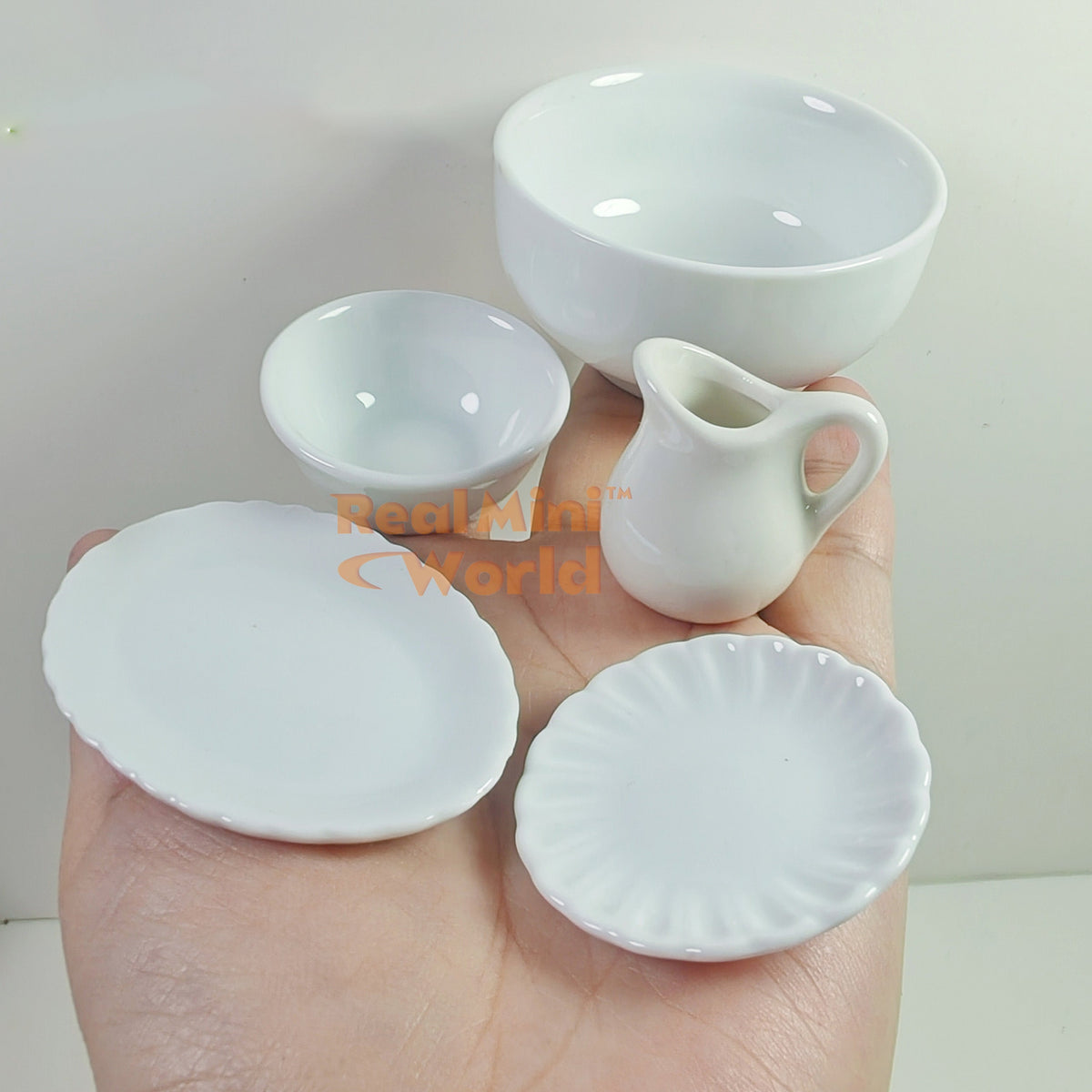 Miniature Porcelain White Kitchenware Set | Mini REAL Cooking Shop ...