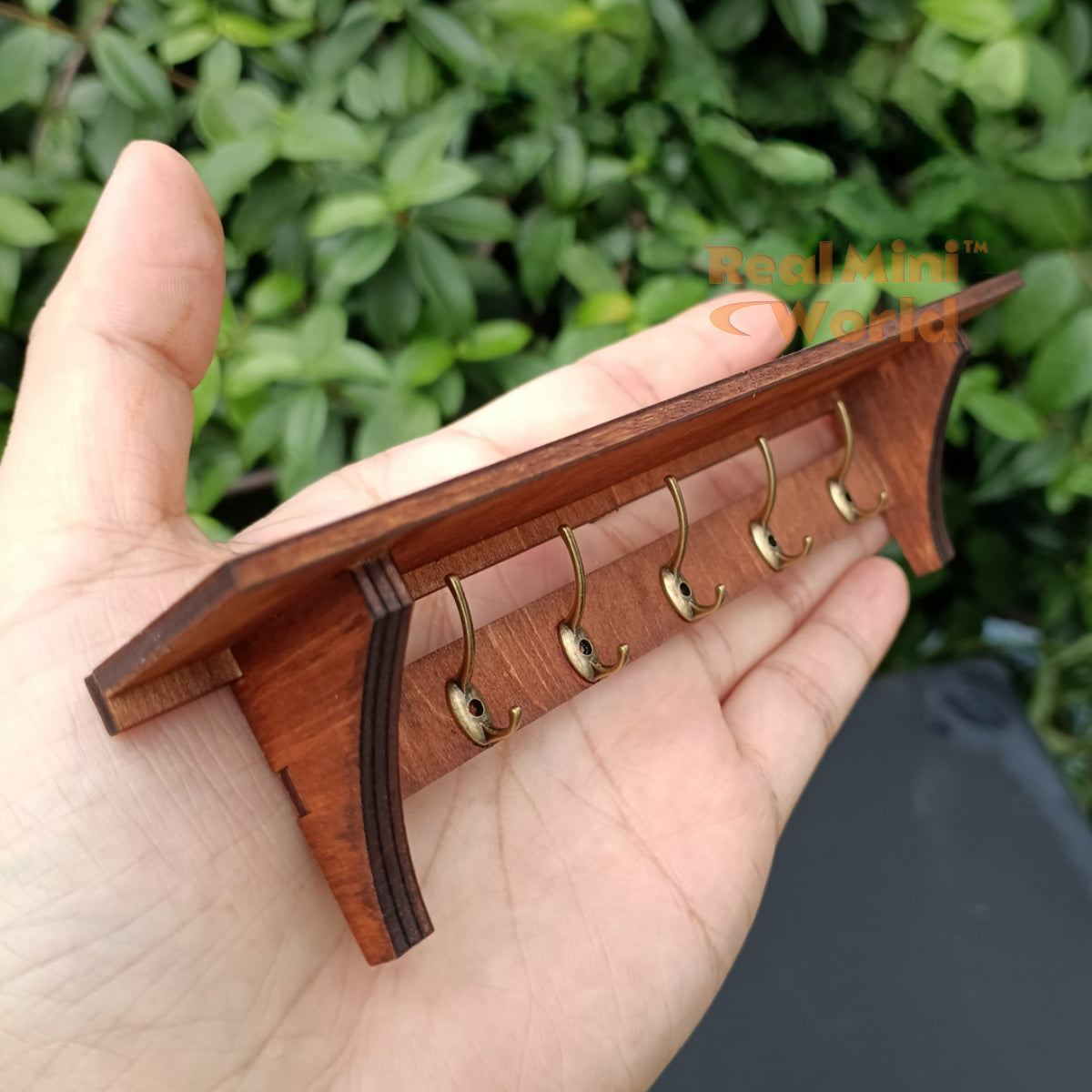 Miniature Wood Coat Rack With Storage Shelf | Dollhouse Miniature Shop ...