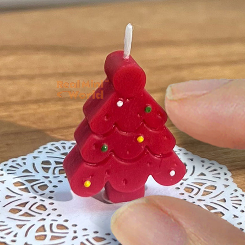 Miniature Christmas Tree Candle | Dollhouse Miniature Shop – Real Mini ...