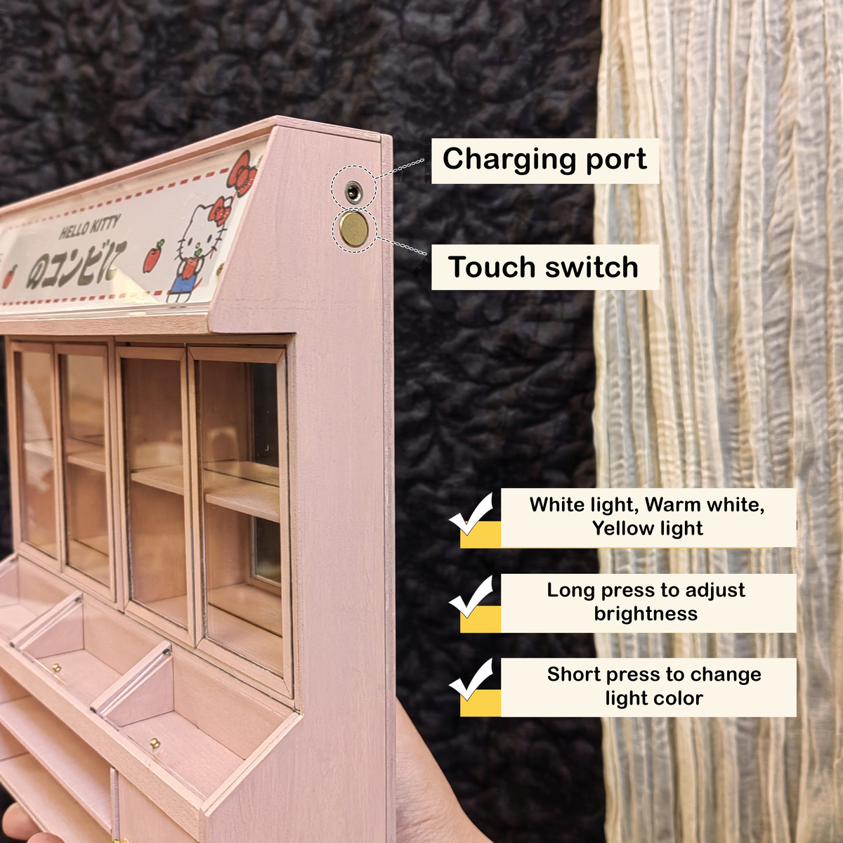 Miniature Wooden Food Display Cabinet with REAL Light Banner Box – Real ...