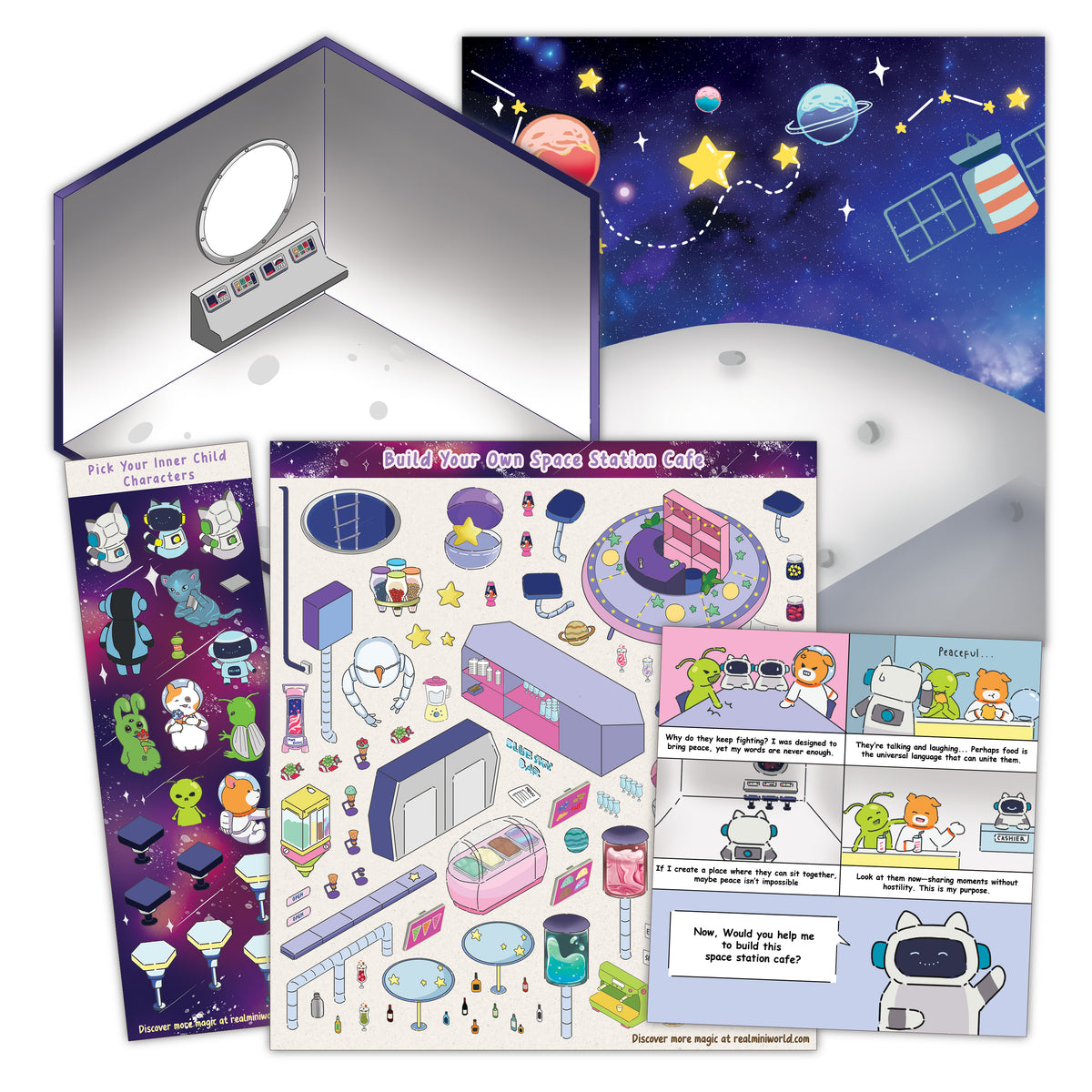 Build Your Own Space Station Cafe Deco Sticker Kit | Isometric Sticker ...