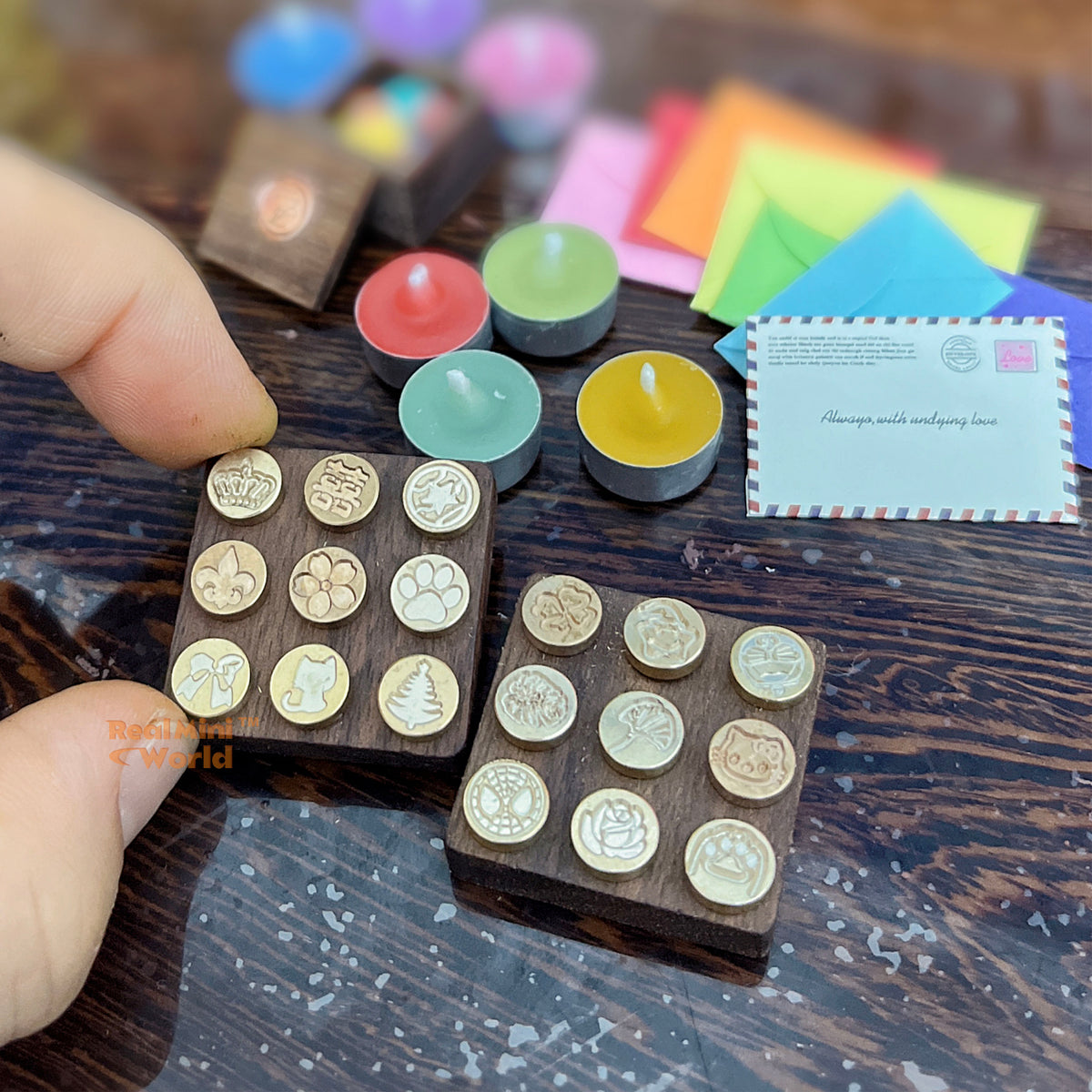 18Pcs Tiny Wax Seal Stamp Set With Wooden Organizer | Miniature Shop ...