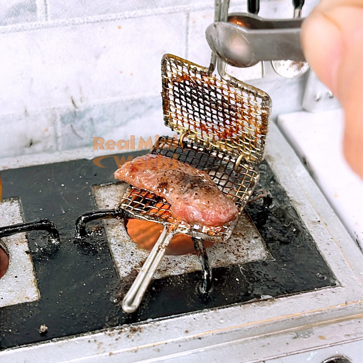 Miniature 1:12 BBQ Foldable Grill Net | Mini Food Cooking Shop – Real ...