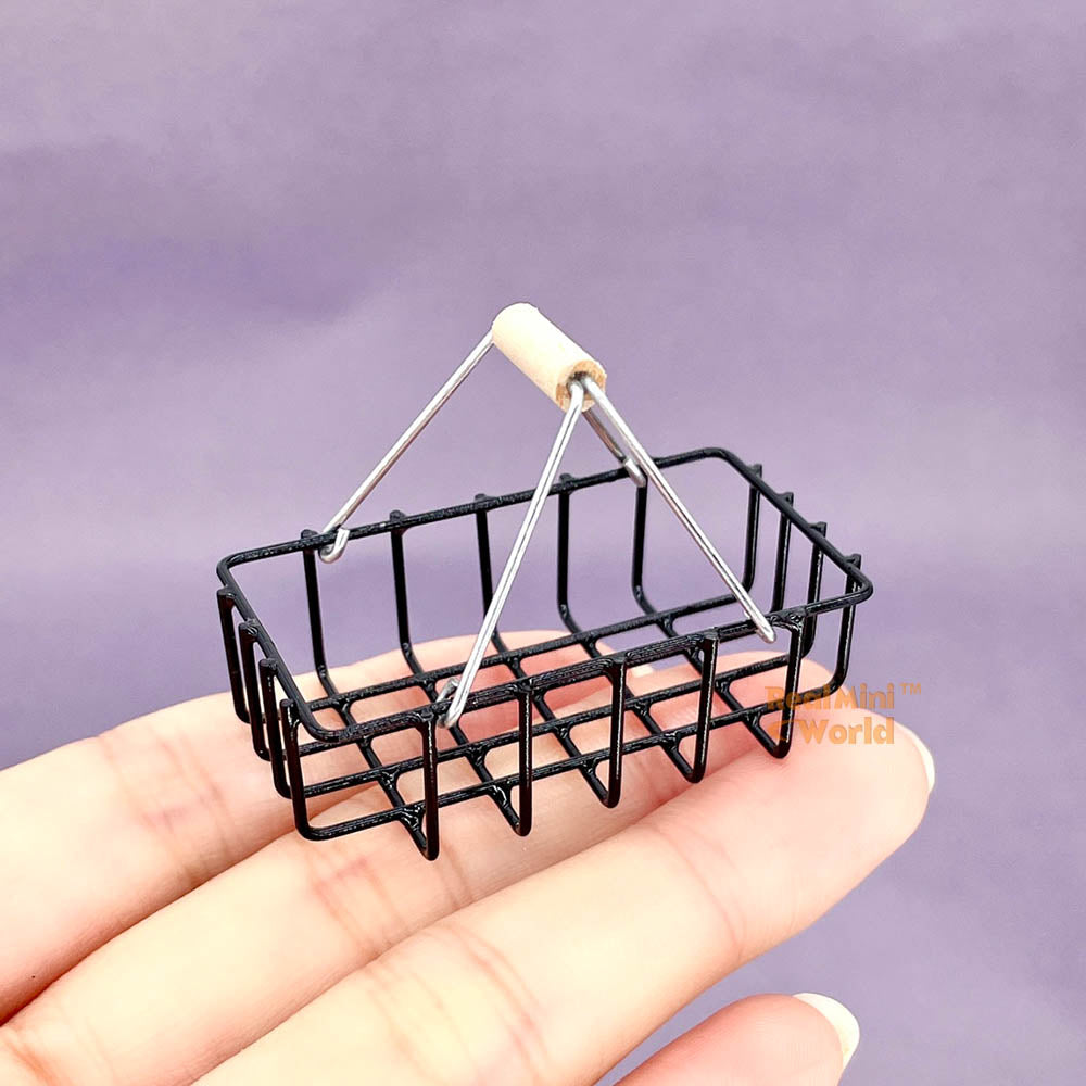 Miniature Wire Classic Shopping Basket | Mini Cooking Shop – Real Mini ...