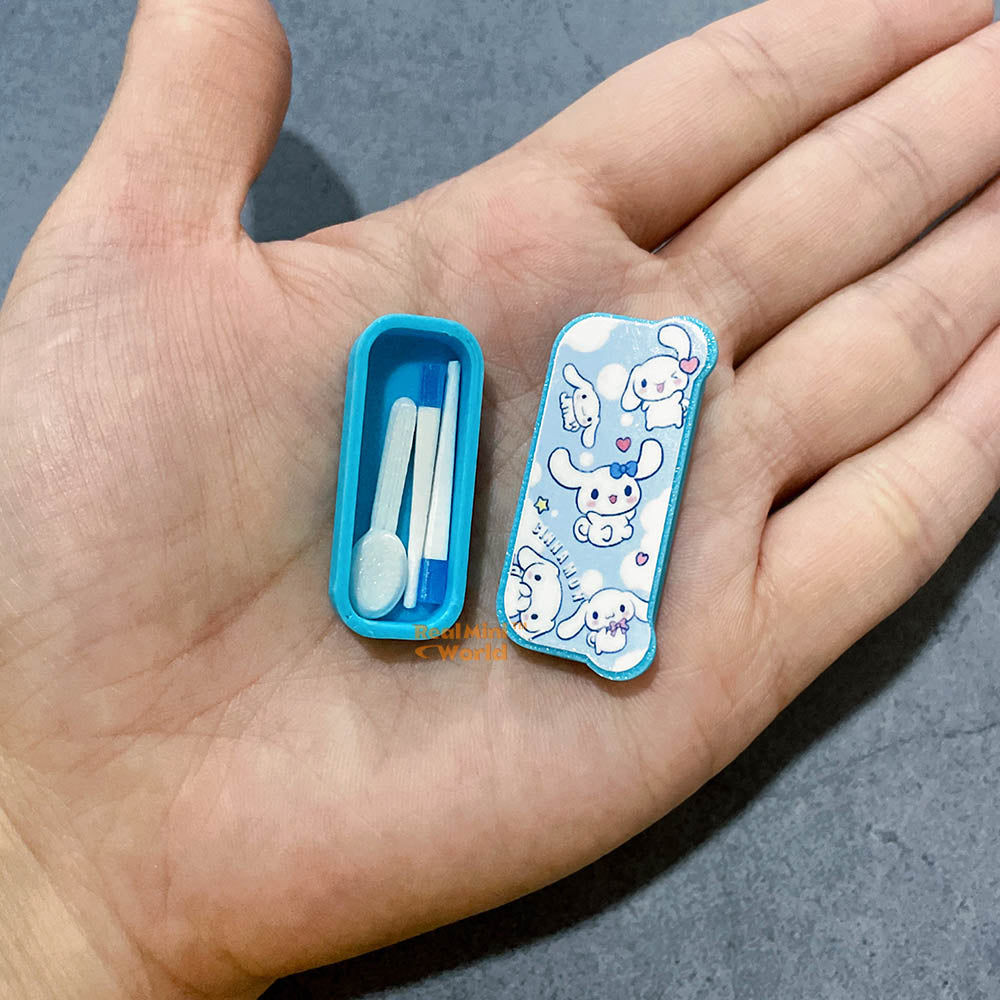 Miniature Real Blue Bento Box + Water Bottle Set in Blue | Tiny Shop ...