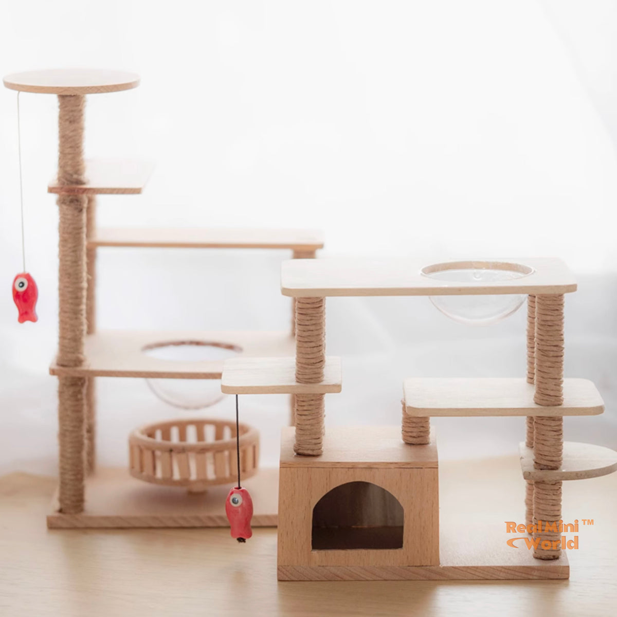 Miniature Wooden Cat Tree | Dollhouse Miniature & Diorama Shop – Real ...