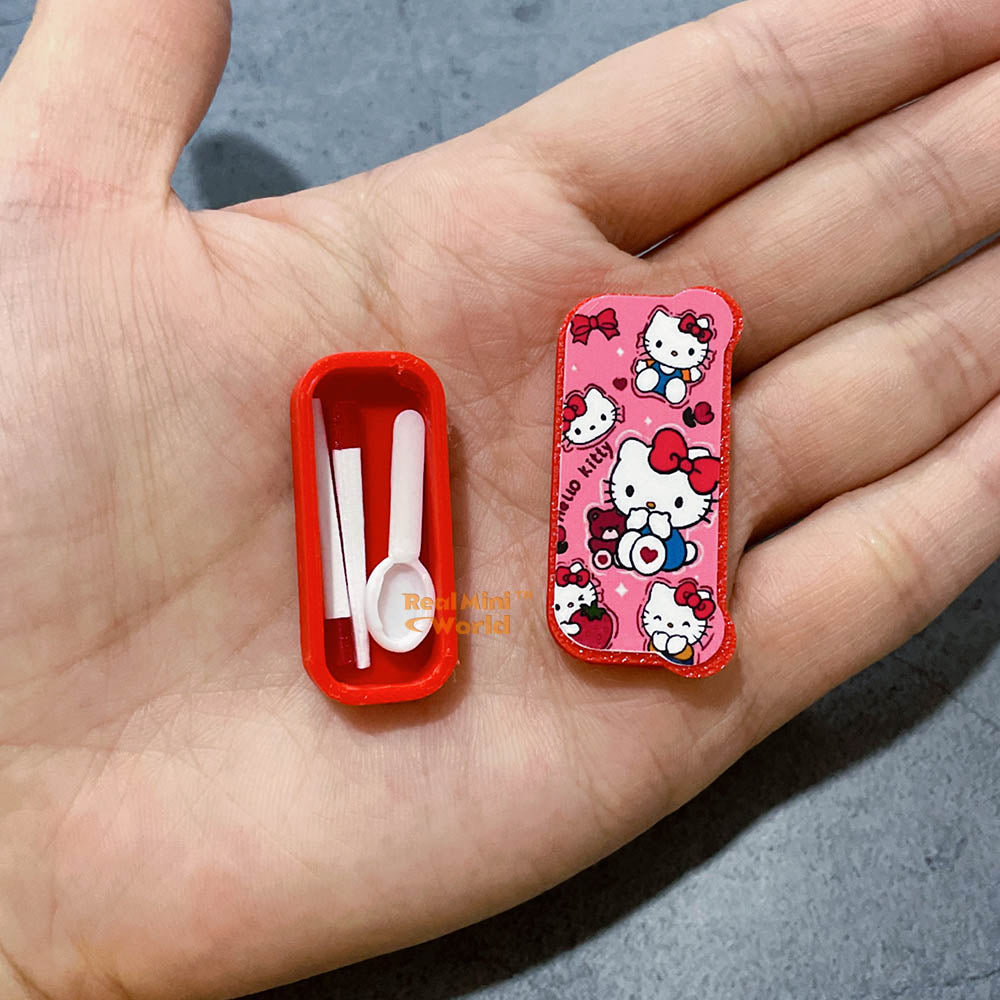 Miniature Real Blue Bento Box + Water Bottle Set (Red) | Mini Cooking ...