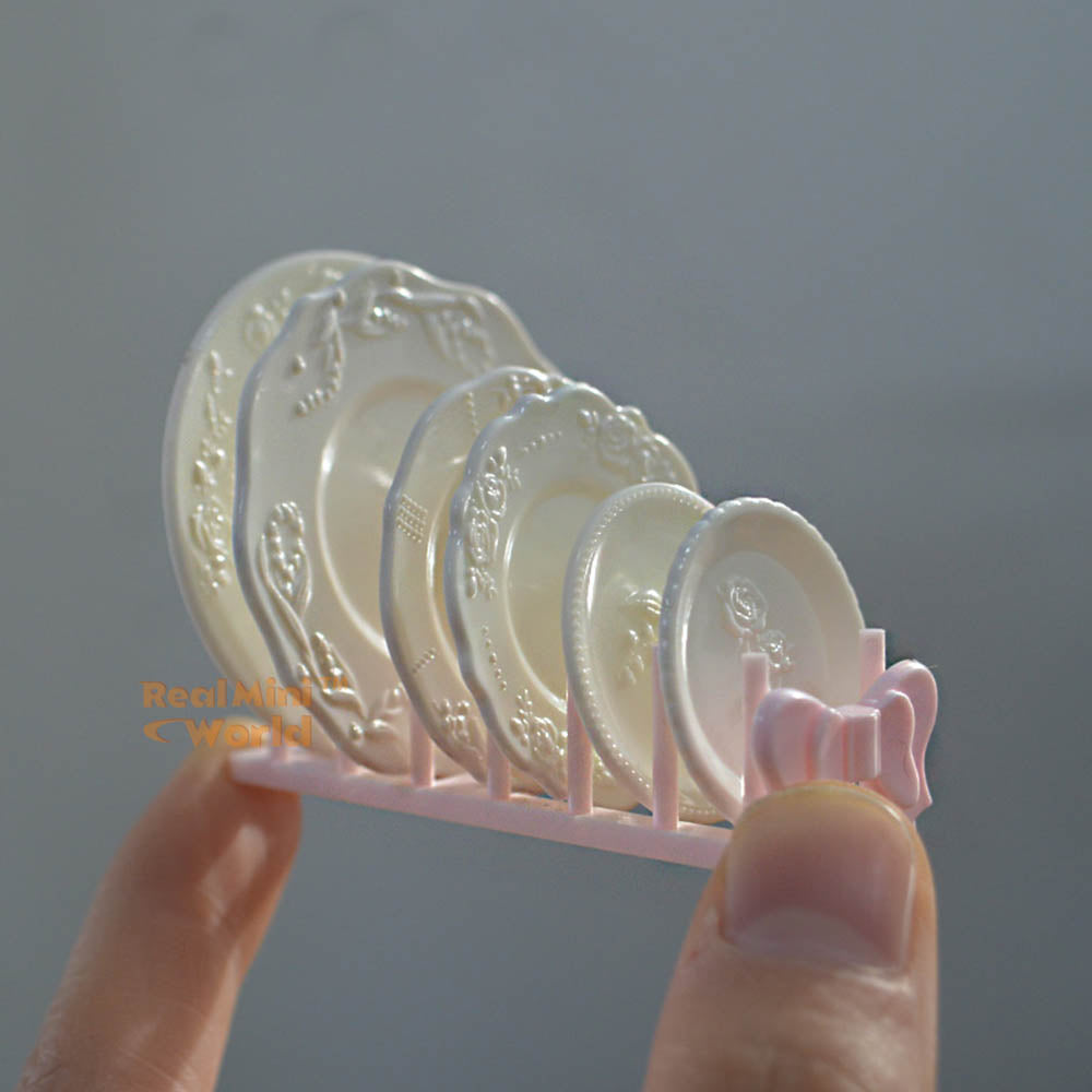 Miniature Kawaii Bow Plate Rack | Miniature Dollhouse Shop – Real Mini ...
