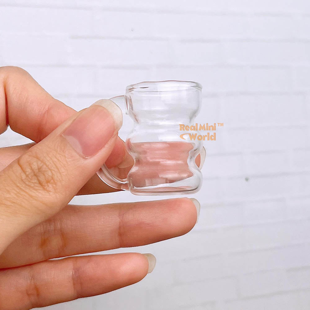 Miniature Ripple Wavy Glass Mug with Handle | Mini Cooking Shop – Real ...
