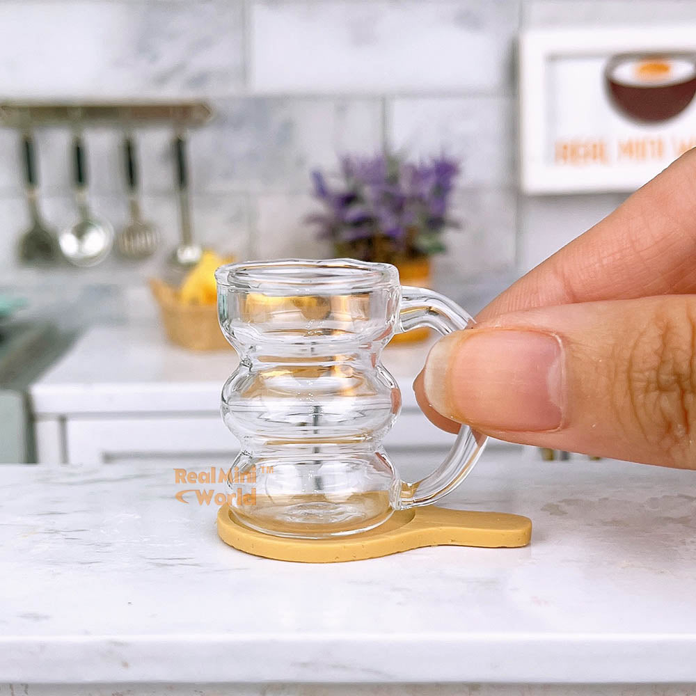 Miniature Ripple Wavy Glass Mug with Handle | Mini Cooking Shop – Real ...