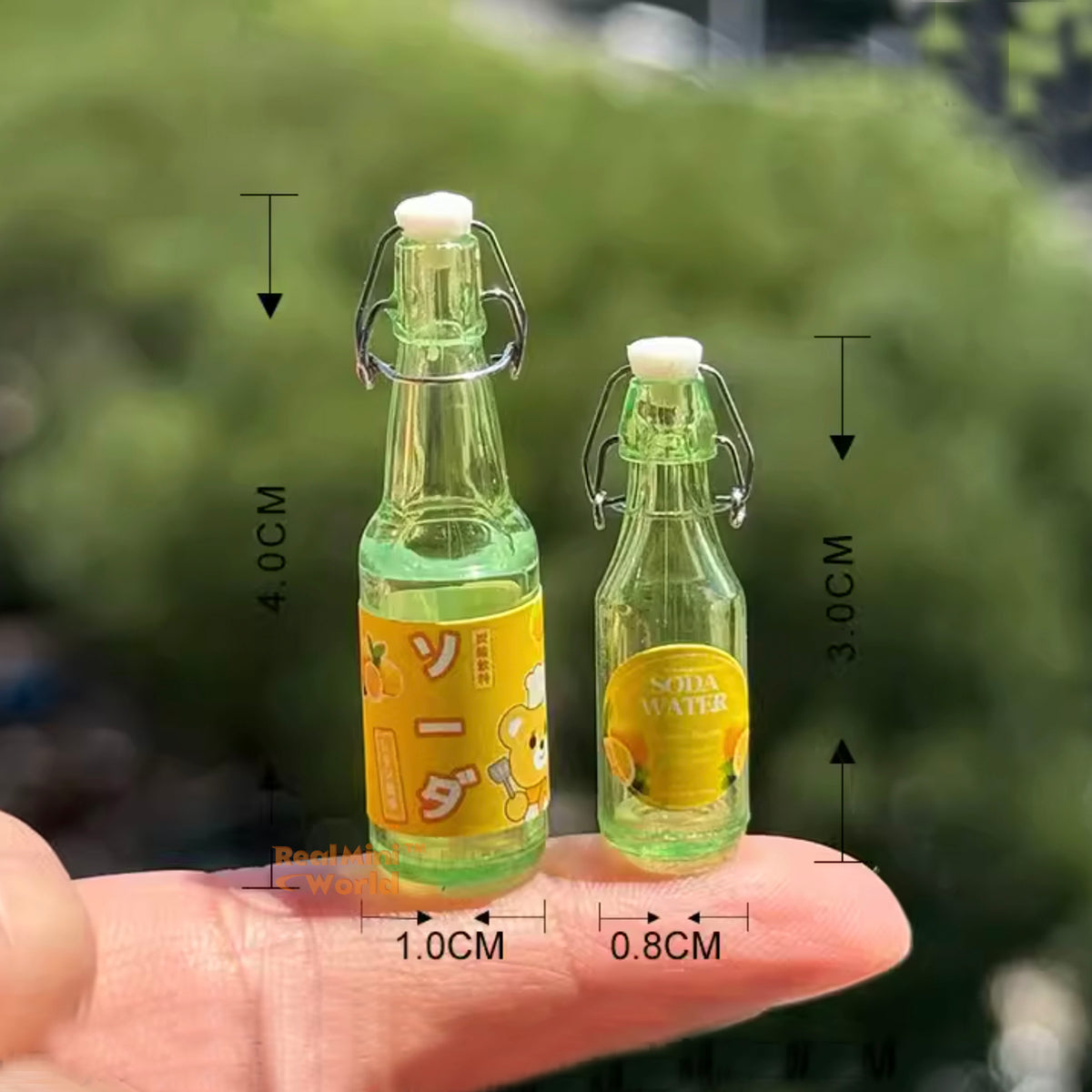 Miniature REAL Green Soda Bottle Set in Retro Style | Mini Cooking Shop ...