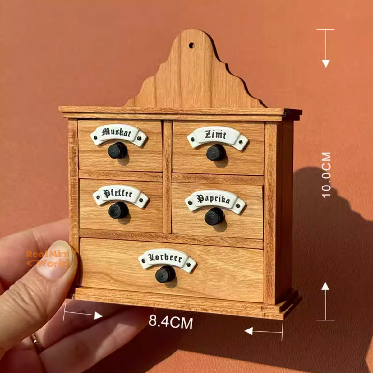 Miniature Classic Wood Spice Cabinet | Mini Cooking Shop – Real Mini World