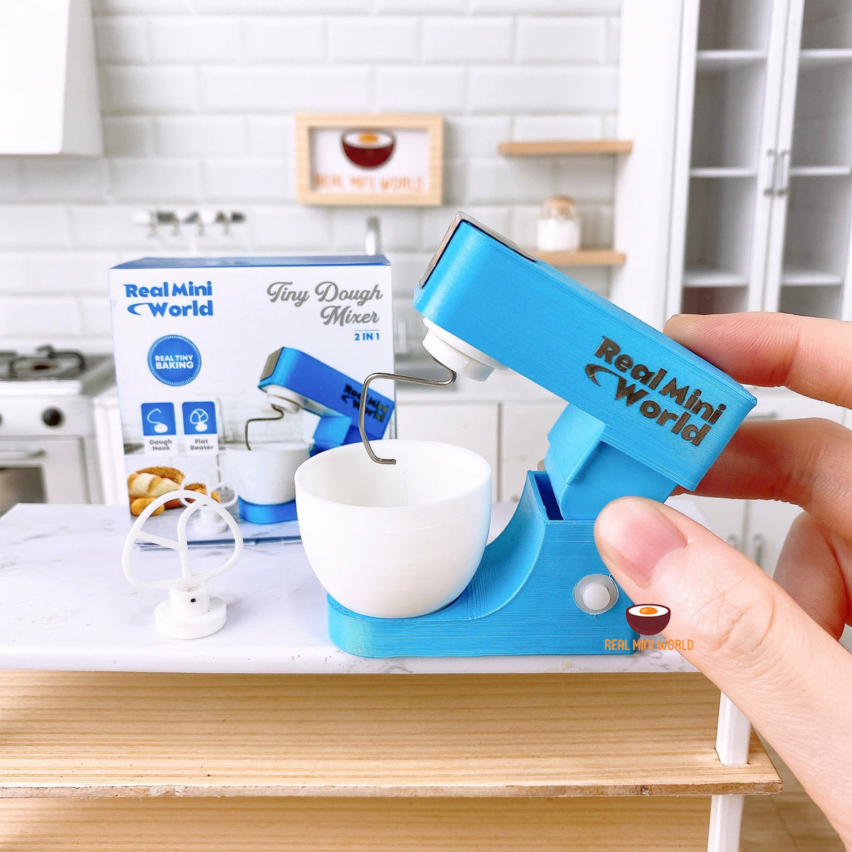 Miniature Baking REAl 2in1 Mixer ( Flat Beater + Dough Hook ) in Blue ...