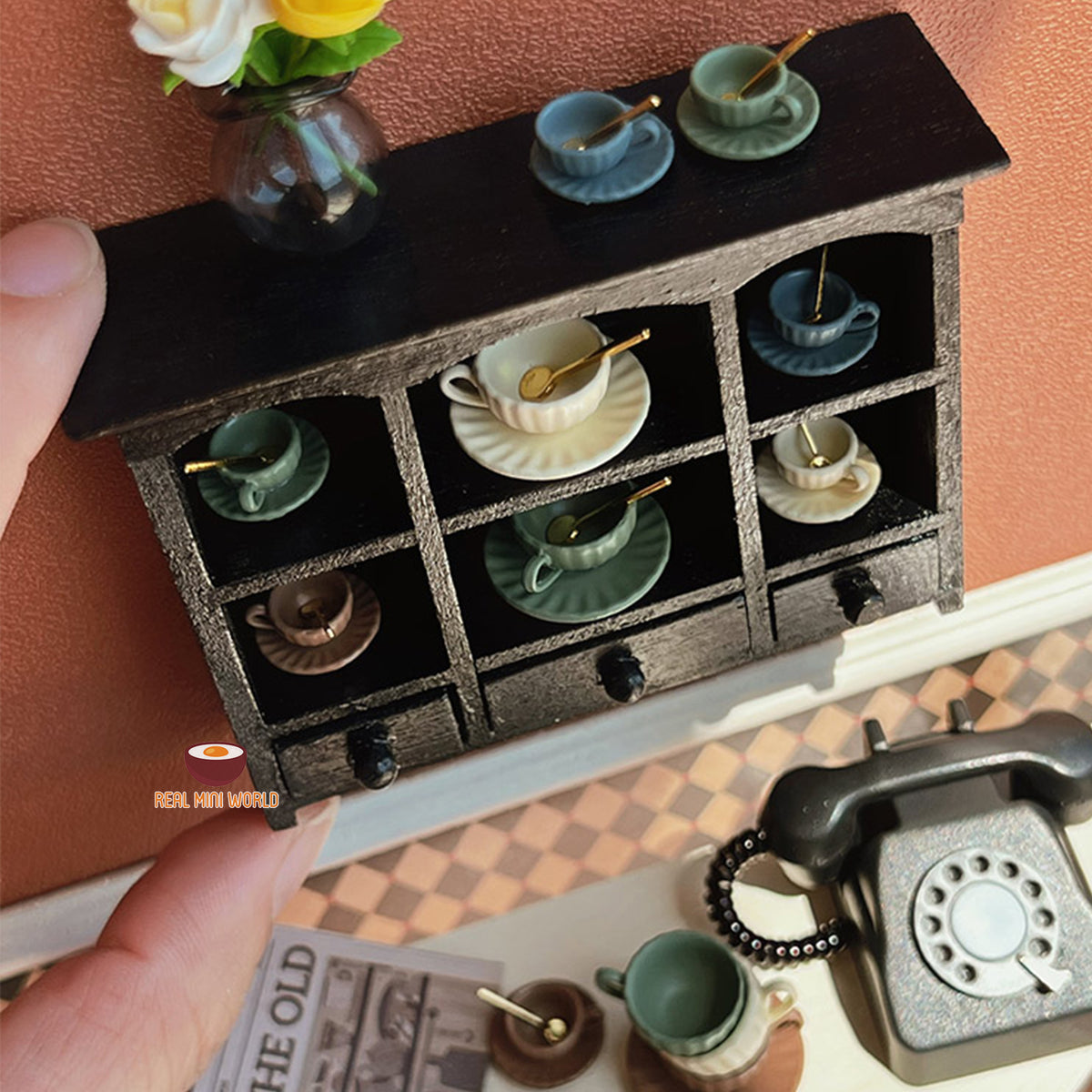 Miniature Black Wall Mounted KitchenCabinet | Miniature Kitchen Shop ...