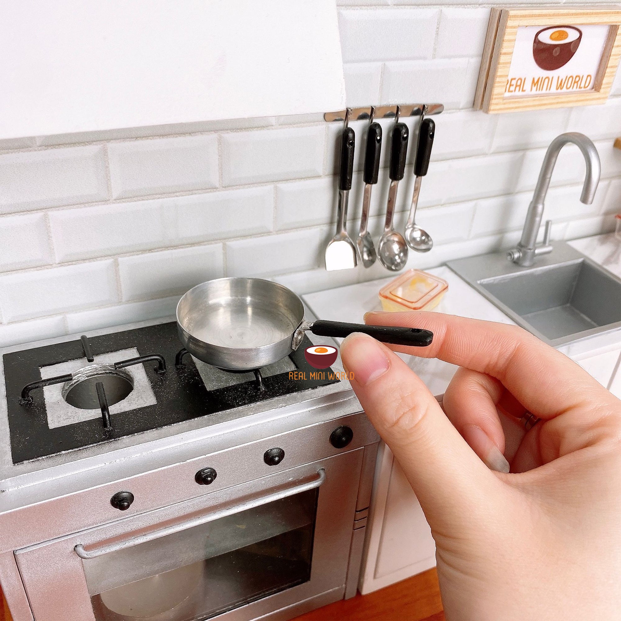 Miniature REAL Cooking Aluminum Frying Pan with Wood Handle | Tiny ...