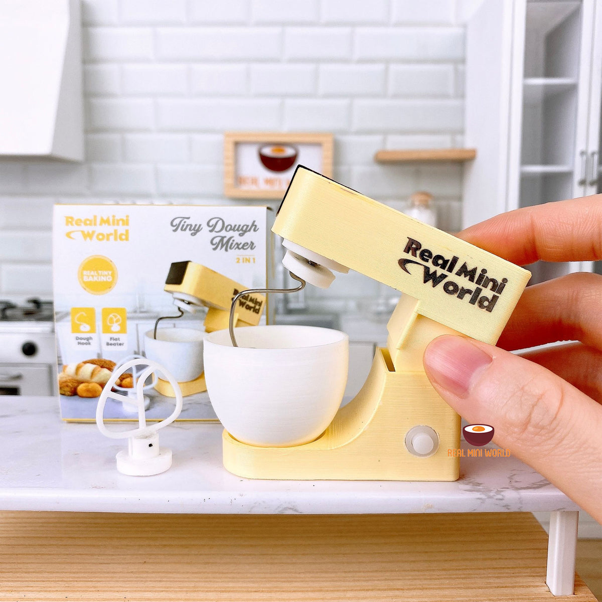 Miniature Baking REAl 2in1 Mixer ( Flat Beater + Dough Hook ) in Yello ...