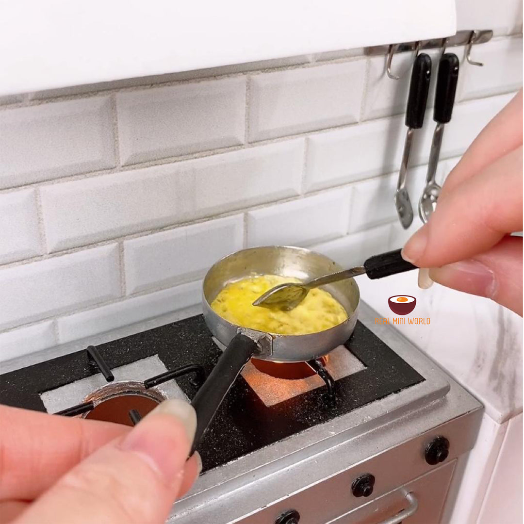 Miniature REAL Cooking Aluminum Frying Pan with Wood Handle | Tiny ...