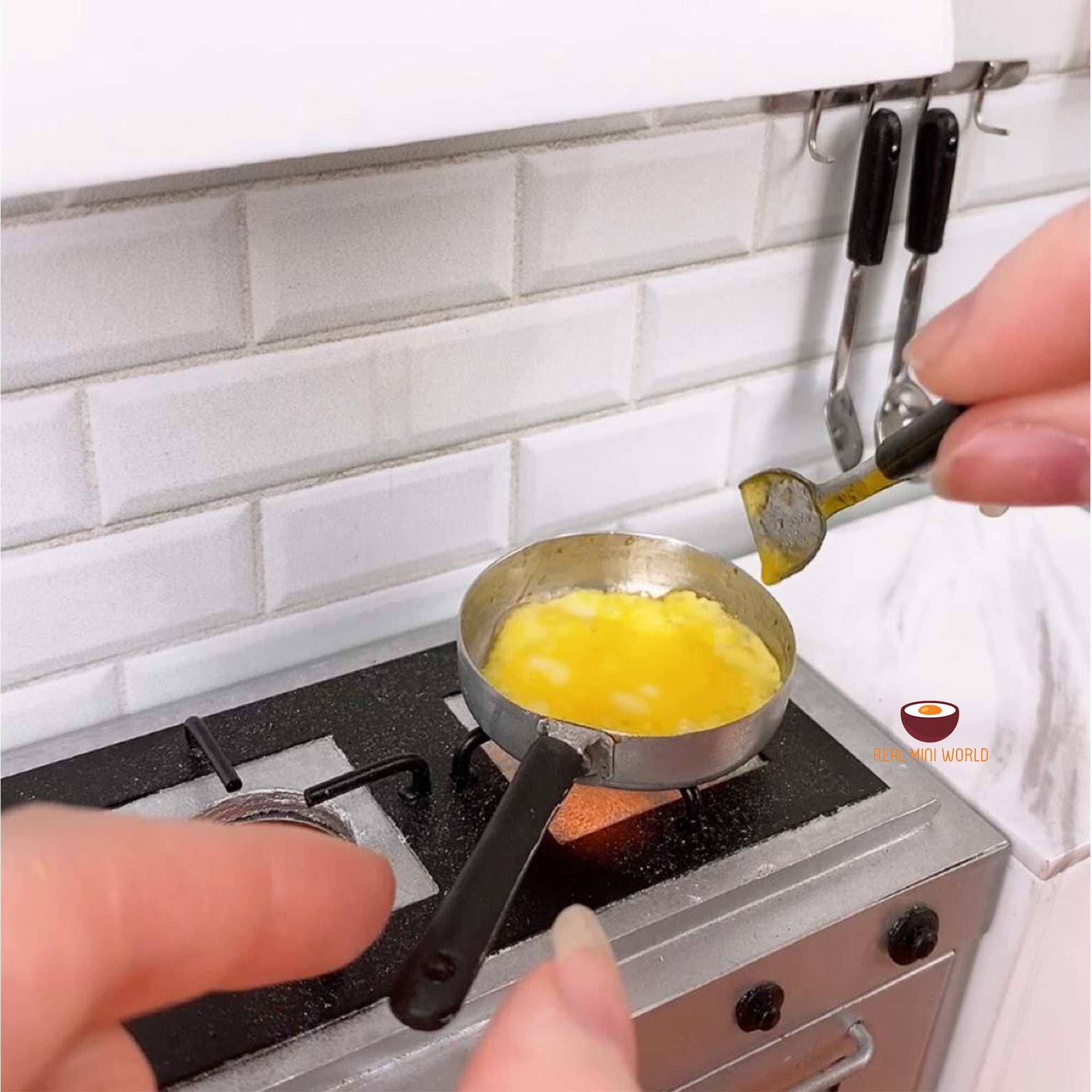 Miniature REAL Cooking Aluminum Frying Pan with Wood Handle | Tiny ...