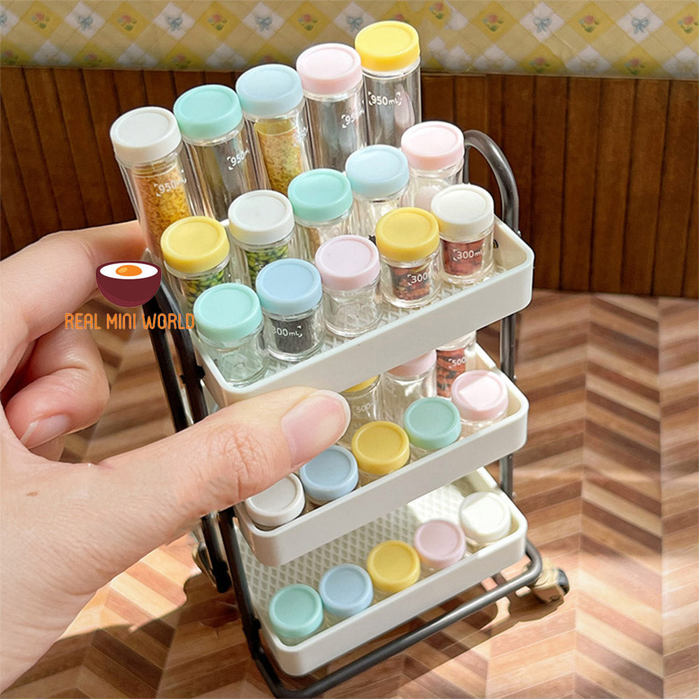 Miniature Cooking Spices Jar Organizer Rack | Mini Cooking Shop – Real ...