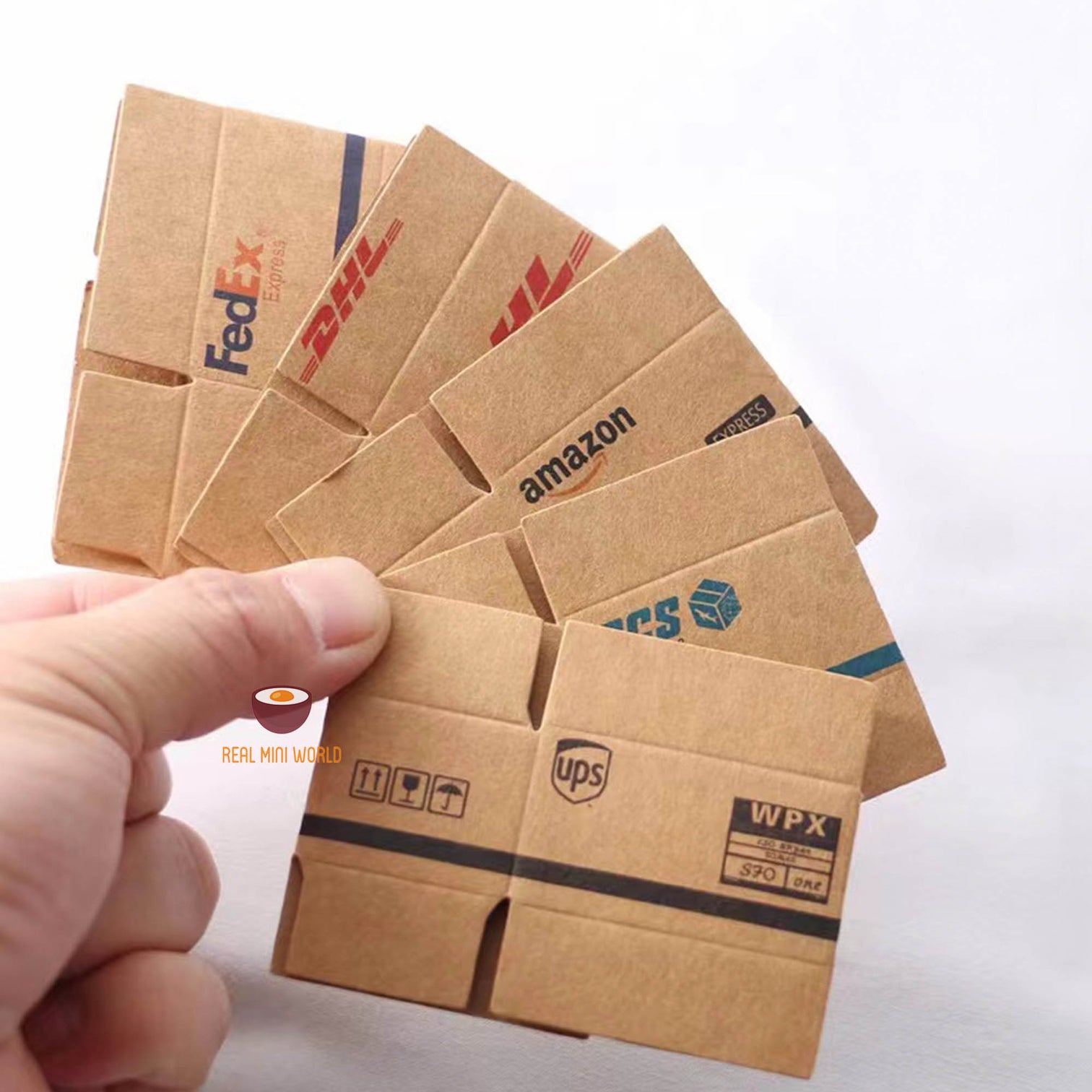 Miniature Packaging Box and Shipping Label Set Amazon Fedex UPS DHL ...