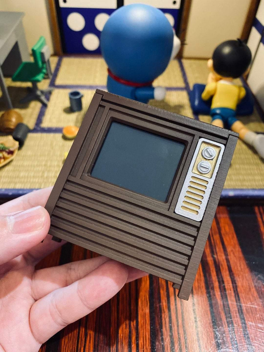 Miniature retro vintage brown television TV and cabinet set : watch re ...