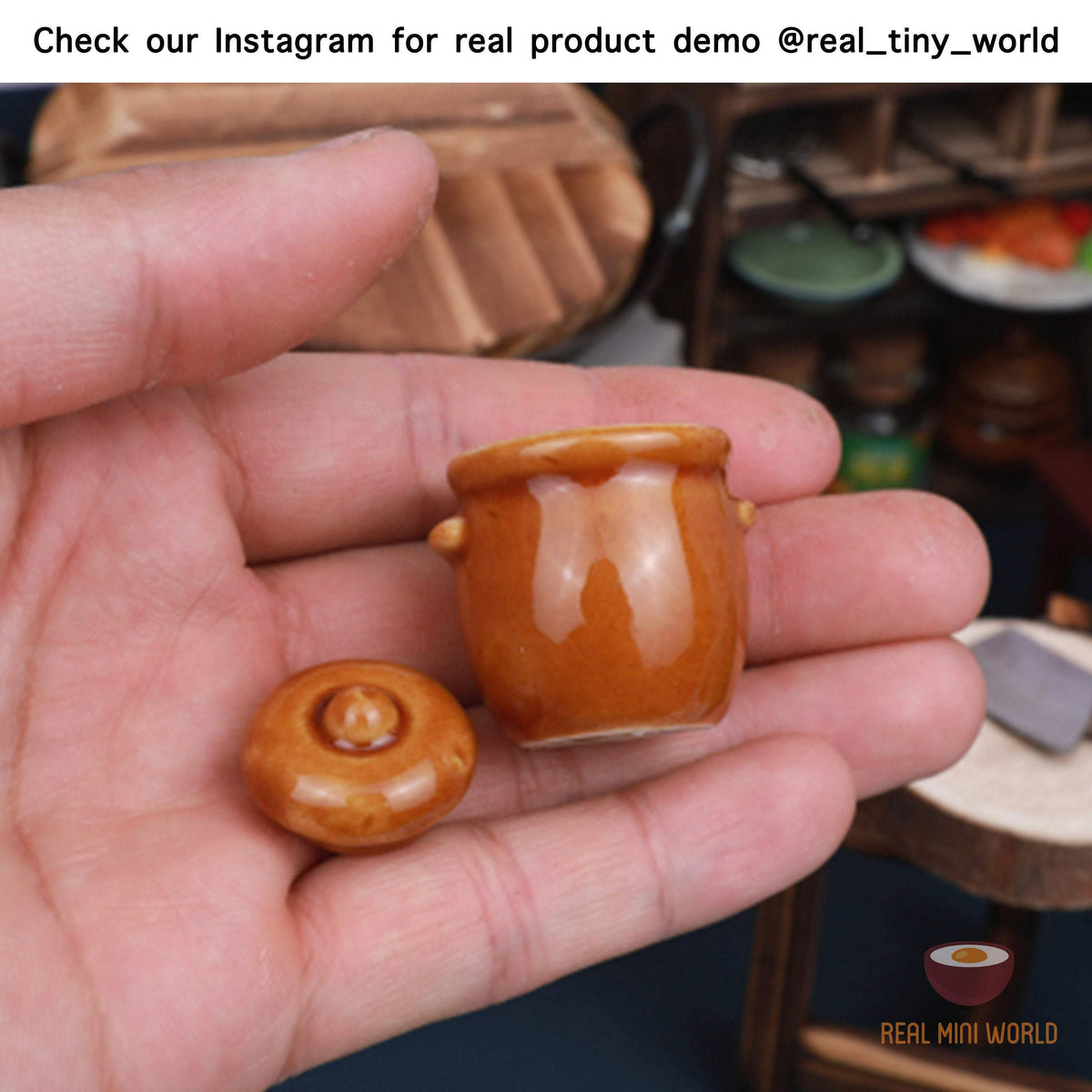 Miniature tiny real ceramic pickle jar | Real Mini World