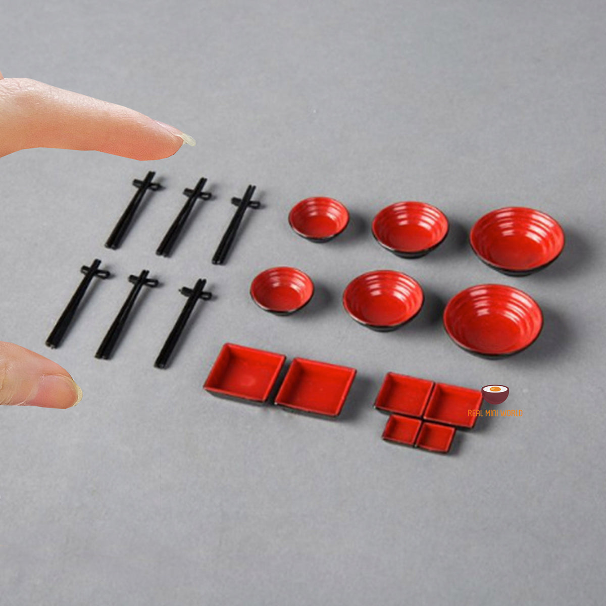 Miniature Japanese Eat-ware Plate, Bowl, and Chopstick set – Real Mini ...