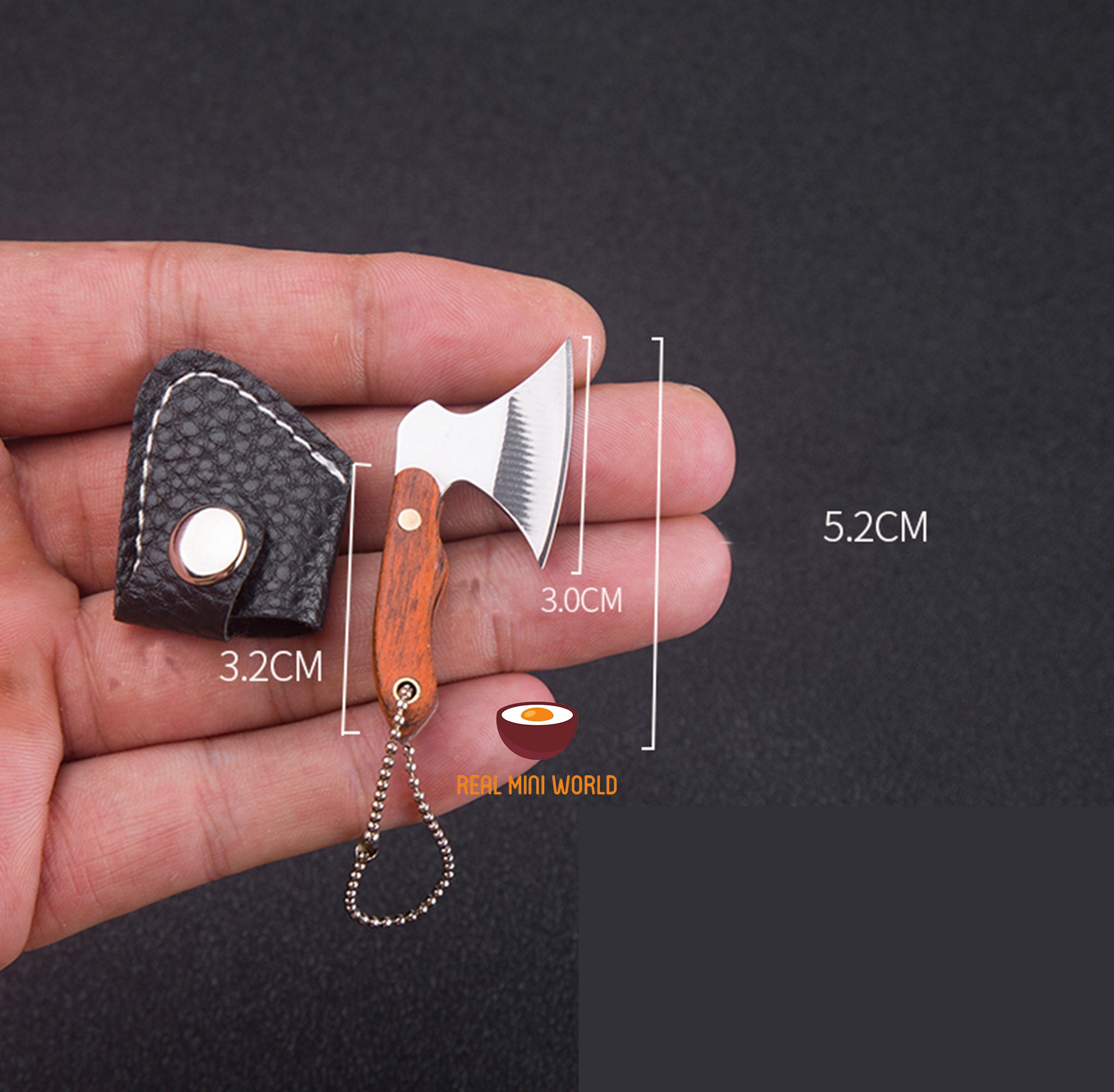 REAL SHARP Miniature Axe Knife Smooth or Damascus Pocket Knife – Real ...