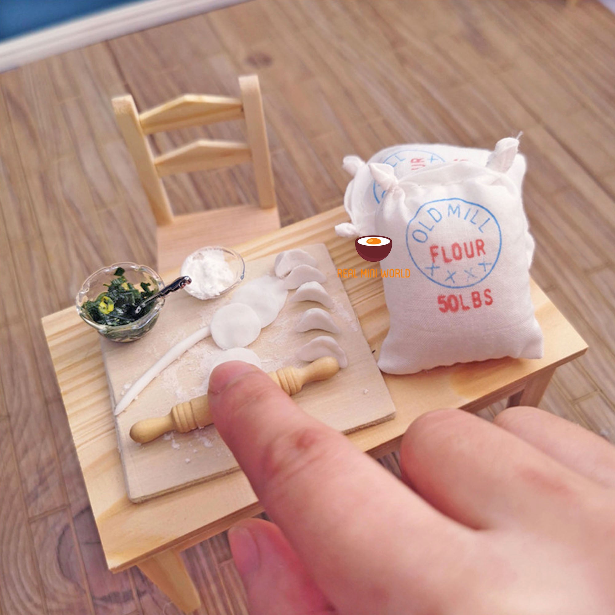 Miniature Baking Rolling Pin and Flour Sacks : Tiny Baking Set – Real ...