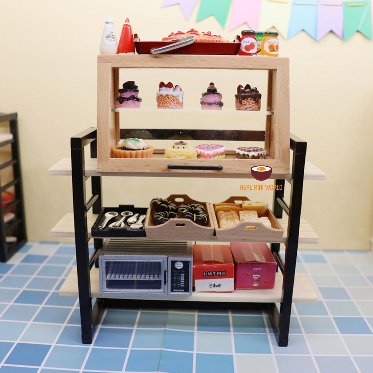 Miniature Real Wooden Cake Cabinet | Mini Cooking Shop – Real Mini World