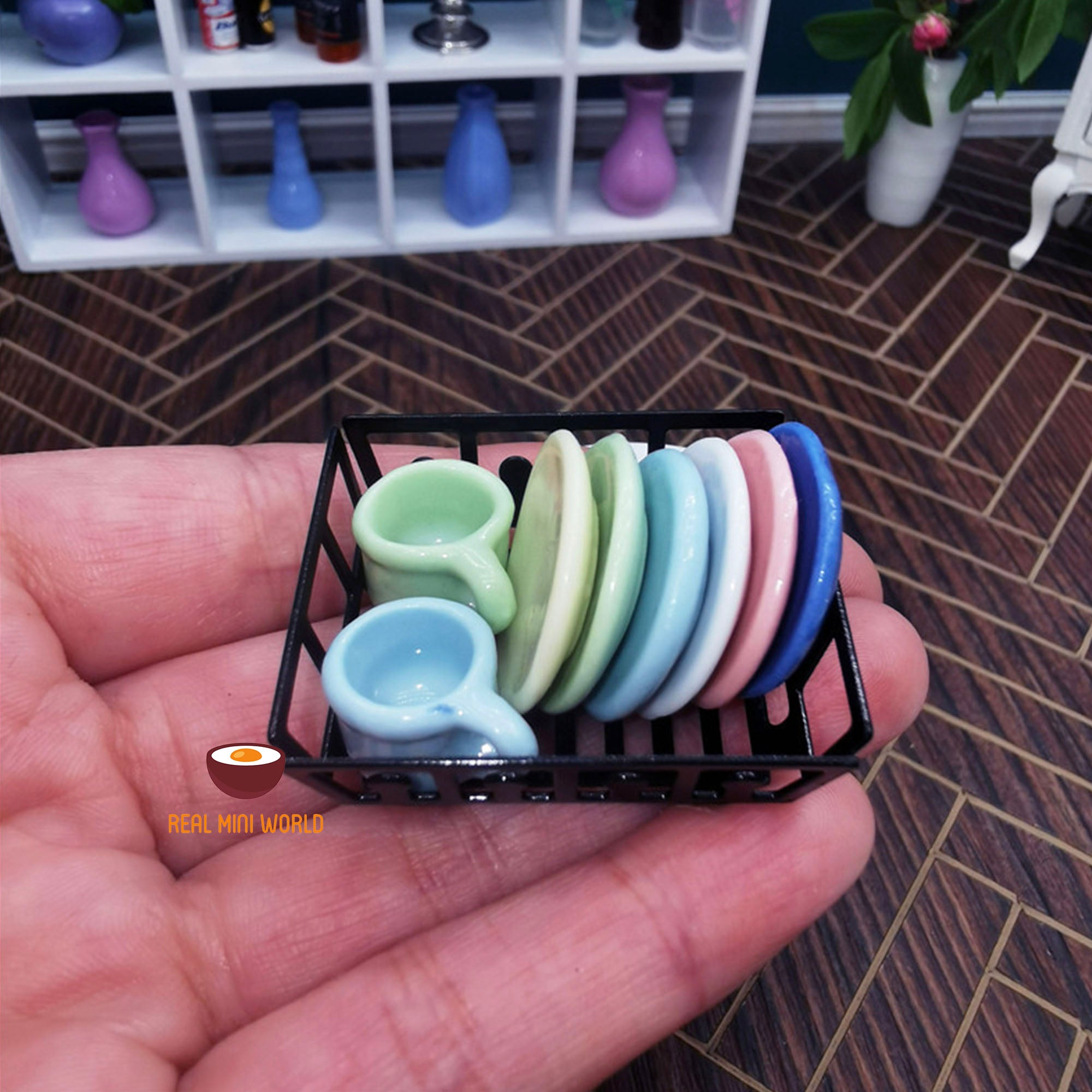REAL COOKING Miniature 8pcs Set Plate, Mug, and Rack – Real Mini World