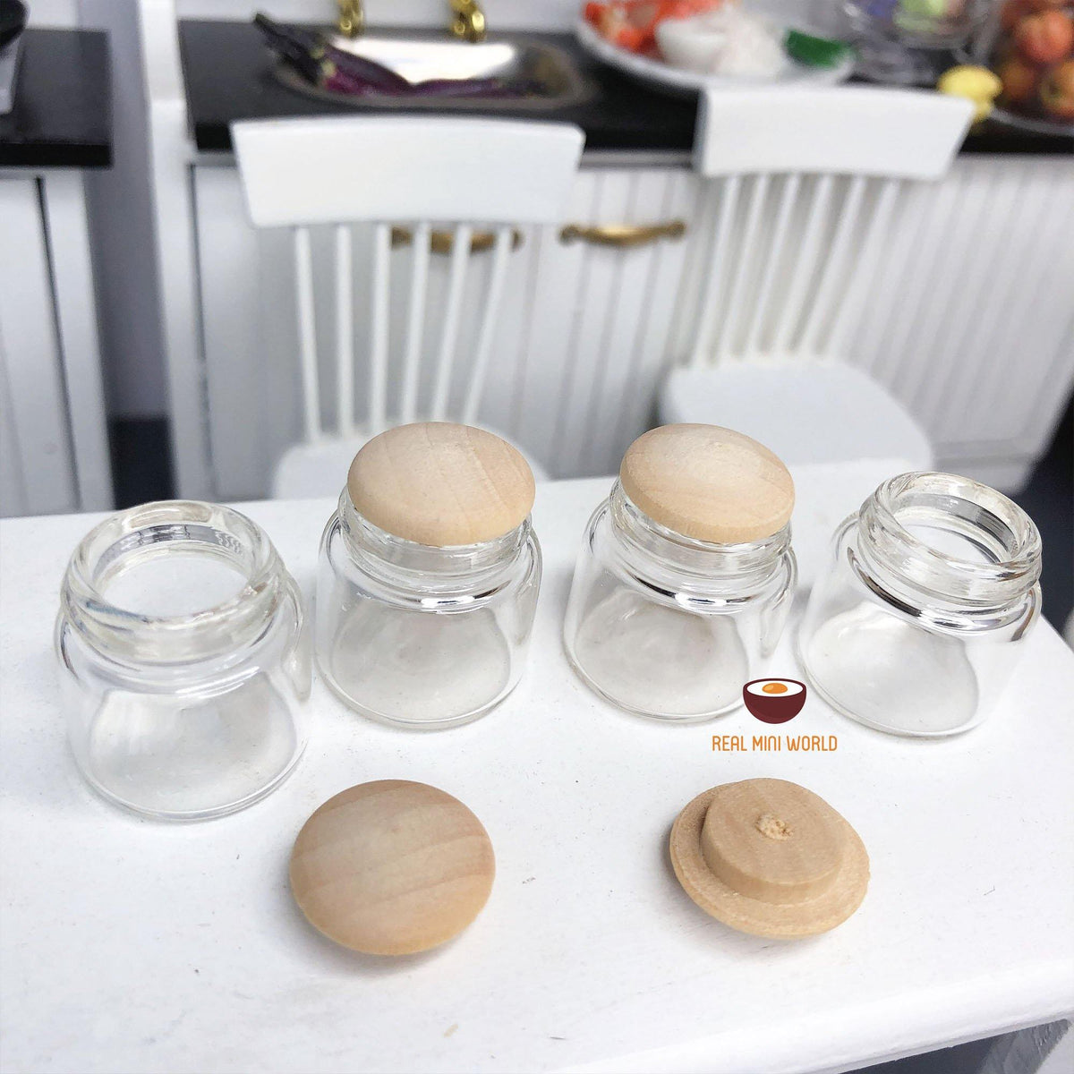 Miniature tiny cookie jar with wooden lid | Real Mini World
